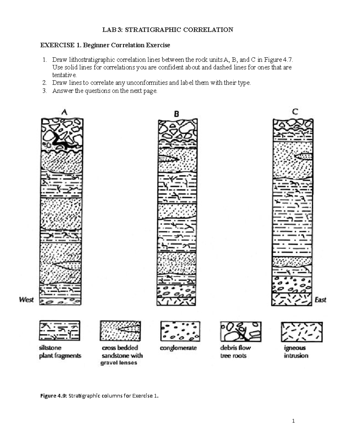 Lab 3 - Third Lab - LAB 3: STRATIGRAPHIC CORRELATION EXERCISE 1. Beginner Correlation Exercise ...