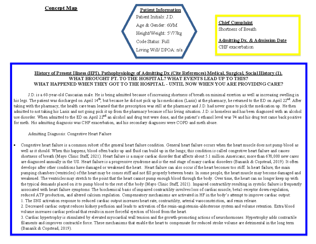 NURS 211L Nursing Concept Map - (VM/GP/KL-V5) History of Present ...