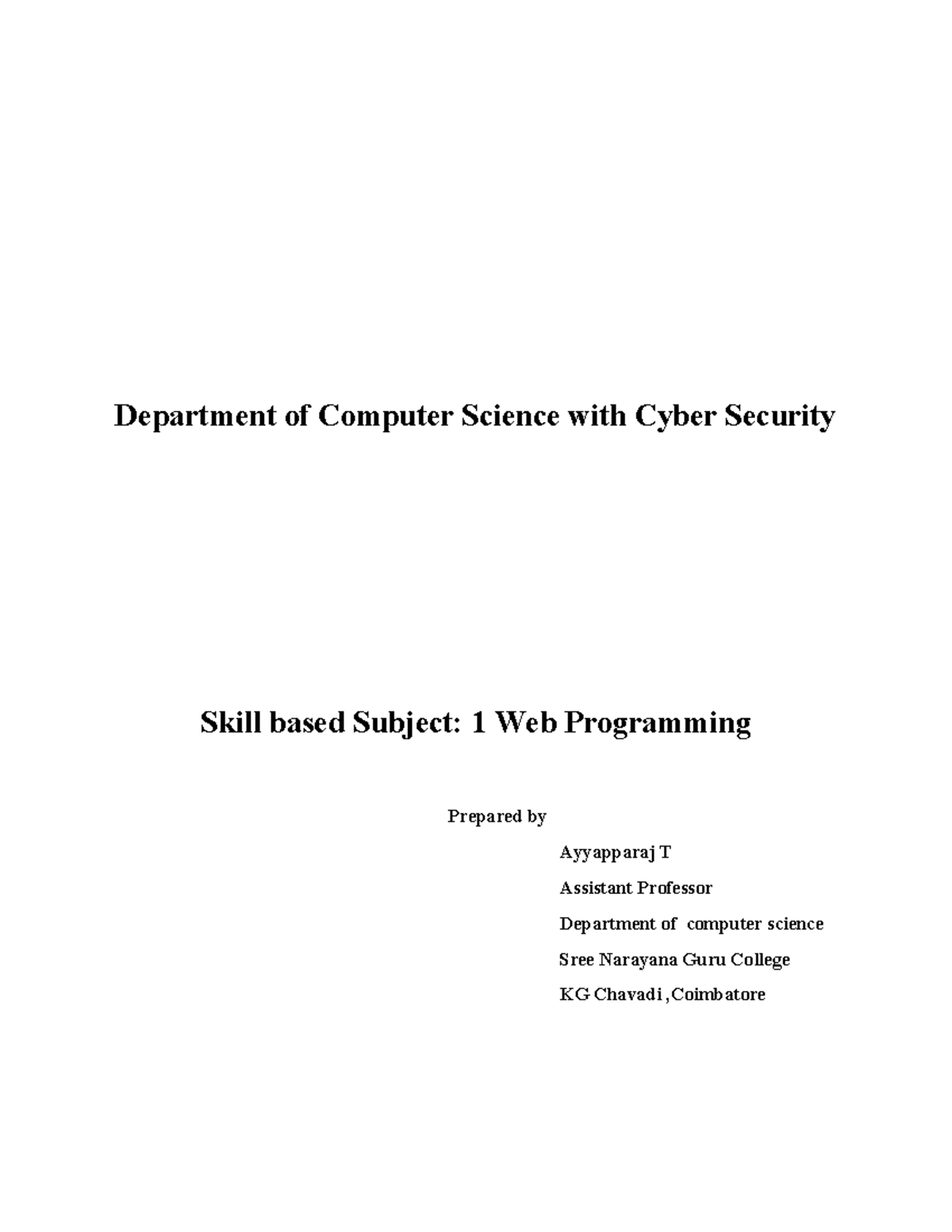Web Programming - BSC Cyber security - Department of Computer Science ...