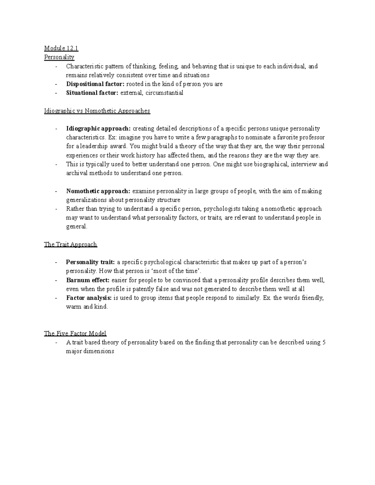 module 12.1: personality - Module 12. Personality - Characteristic ...