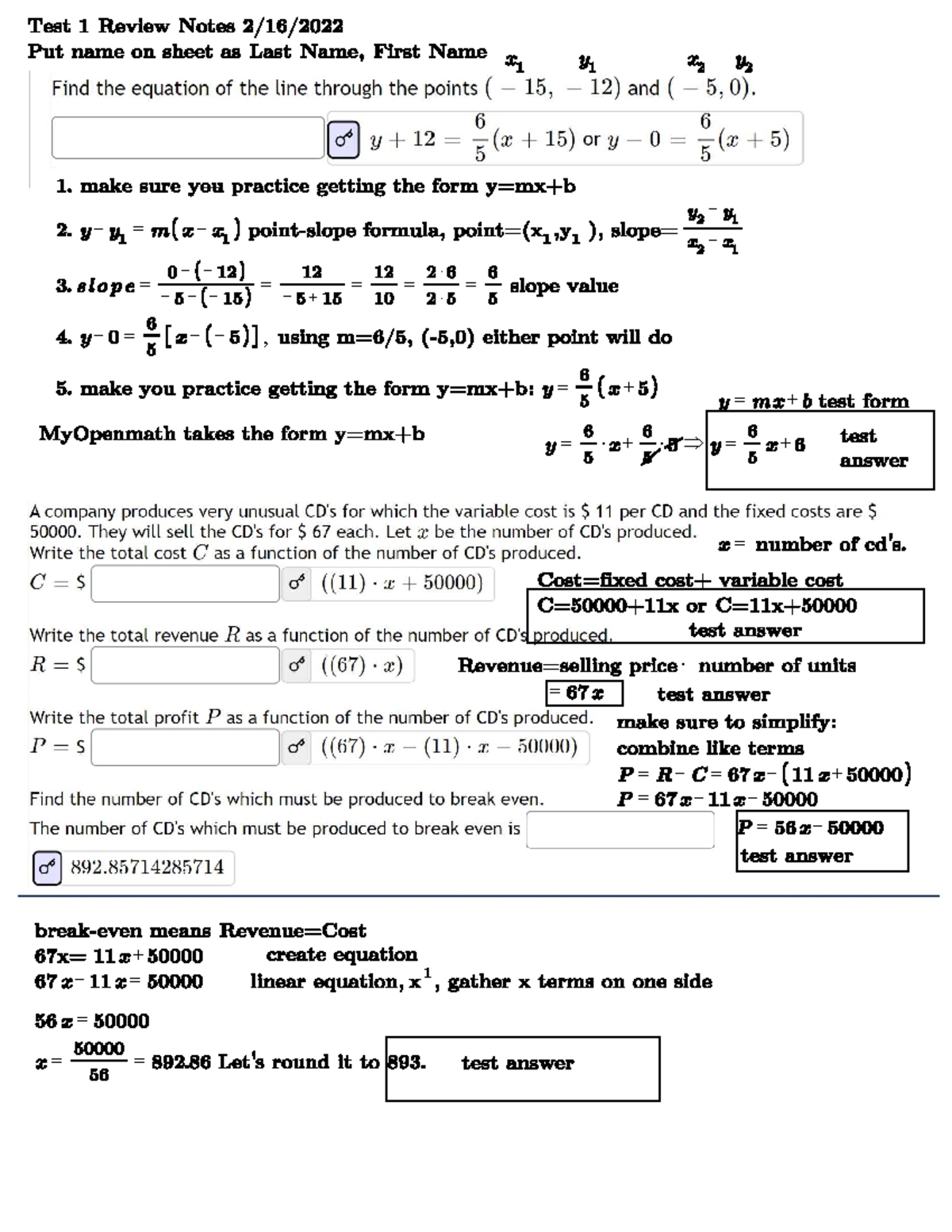 Test 1 review notes 2 16 2022 math 200 - - Studocu