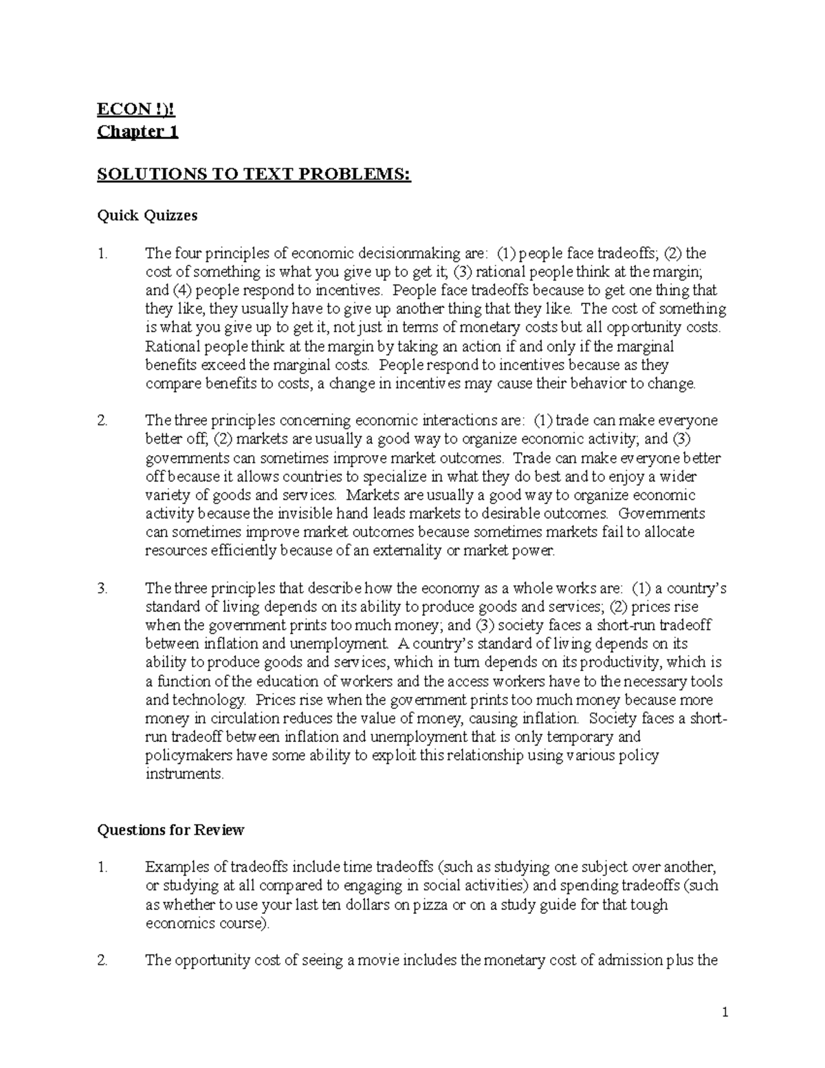 Solutions - this is completely useless - ECON !)! Chapter 1 SOLUTIONS ...