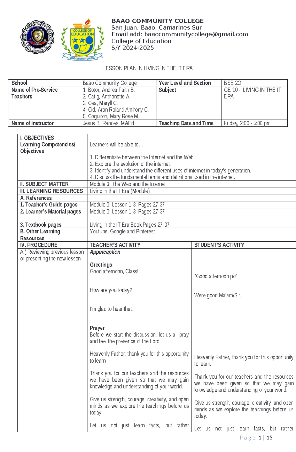 Module-3 Lesson-PLAN - Instructional Materials - BAAO COMMUNITY COLLEGE ...