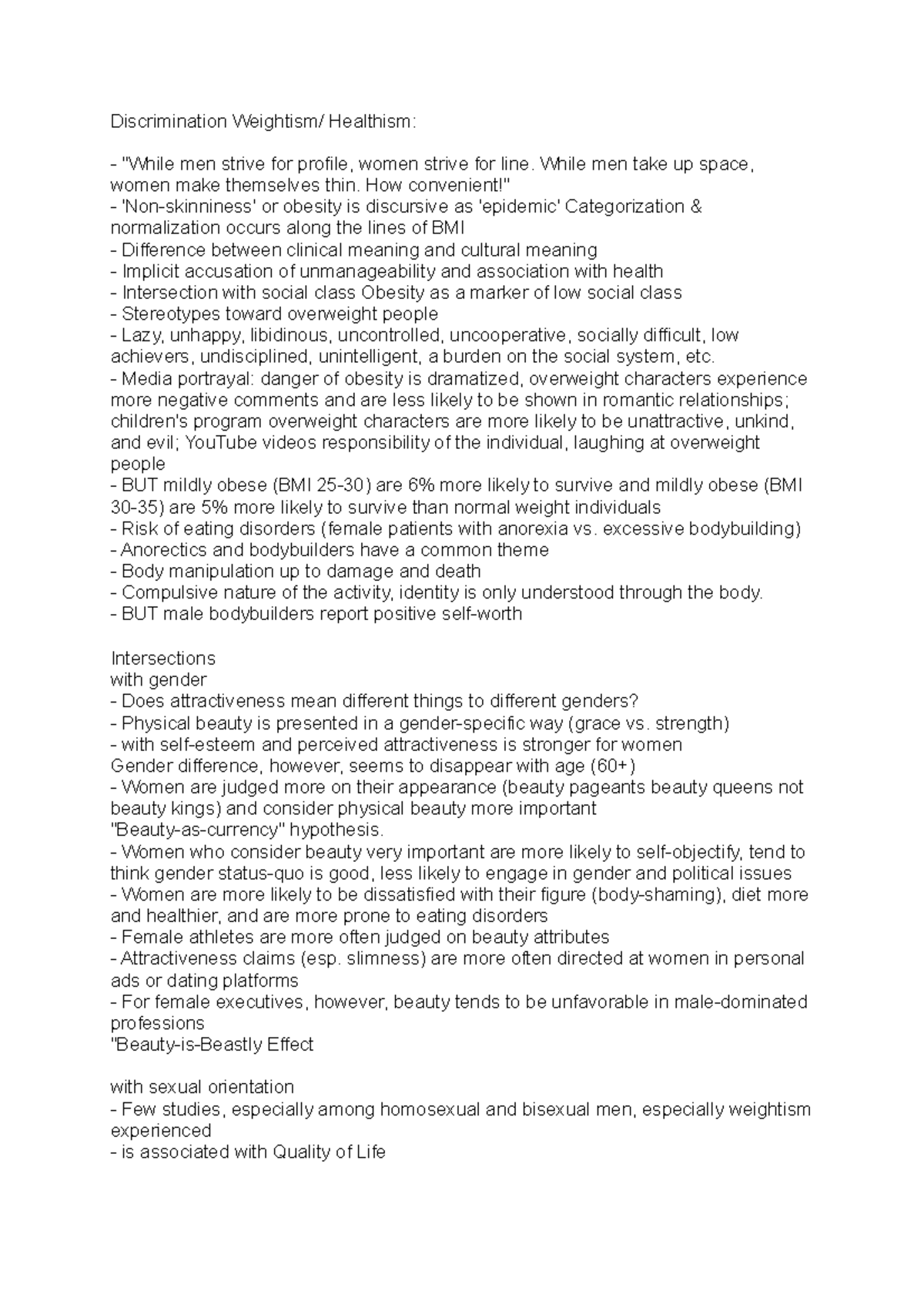 Discrimination Weightism - While men take up space, women make ...