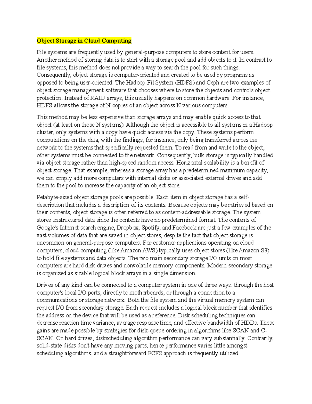 Object Storage In Cloud Computing Another Method Of Storing Data Is To Start With A Storage