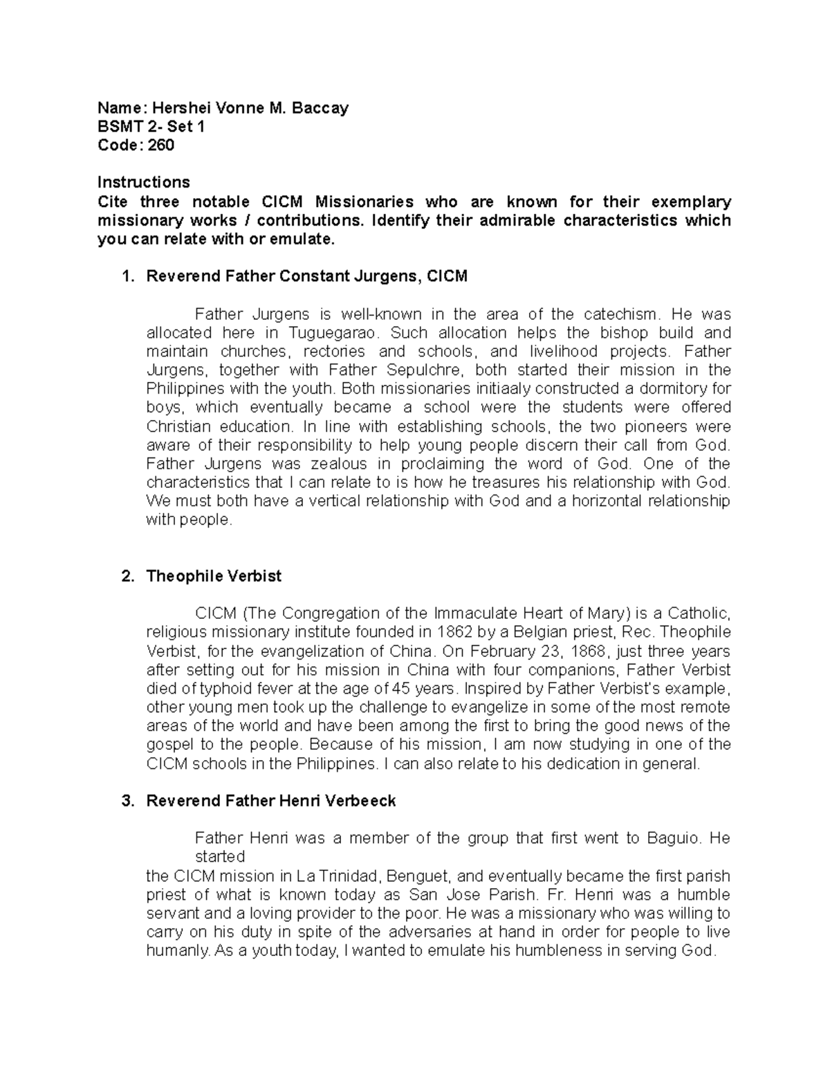 Week 4 Assessment (CFED)12345678910 123udnk JIDJH - Name: Hershei Vonne M. Baccay BSMT 2- Set 1 ...