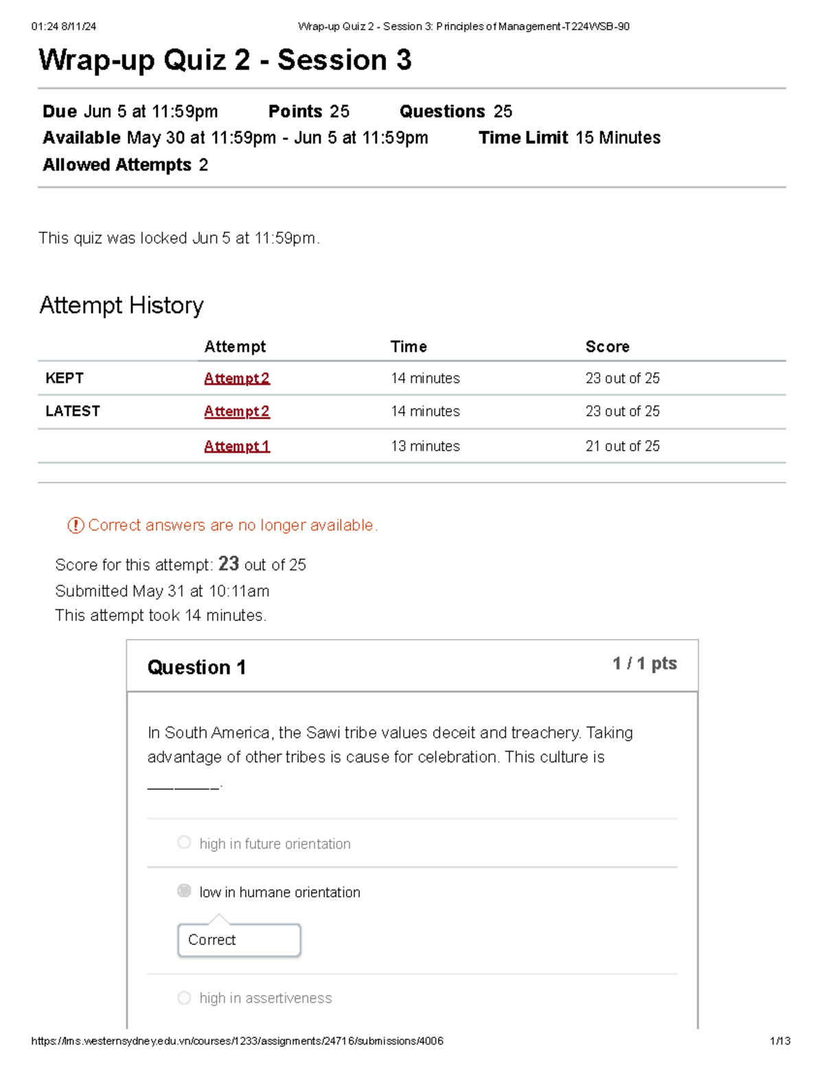 Wrap-up Quiz 2 - Session 3 - Wrap-up Quiz 2 - Session 3 Due Jun 5 at 11 ...