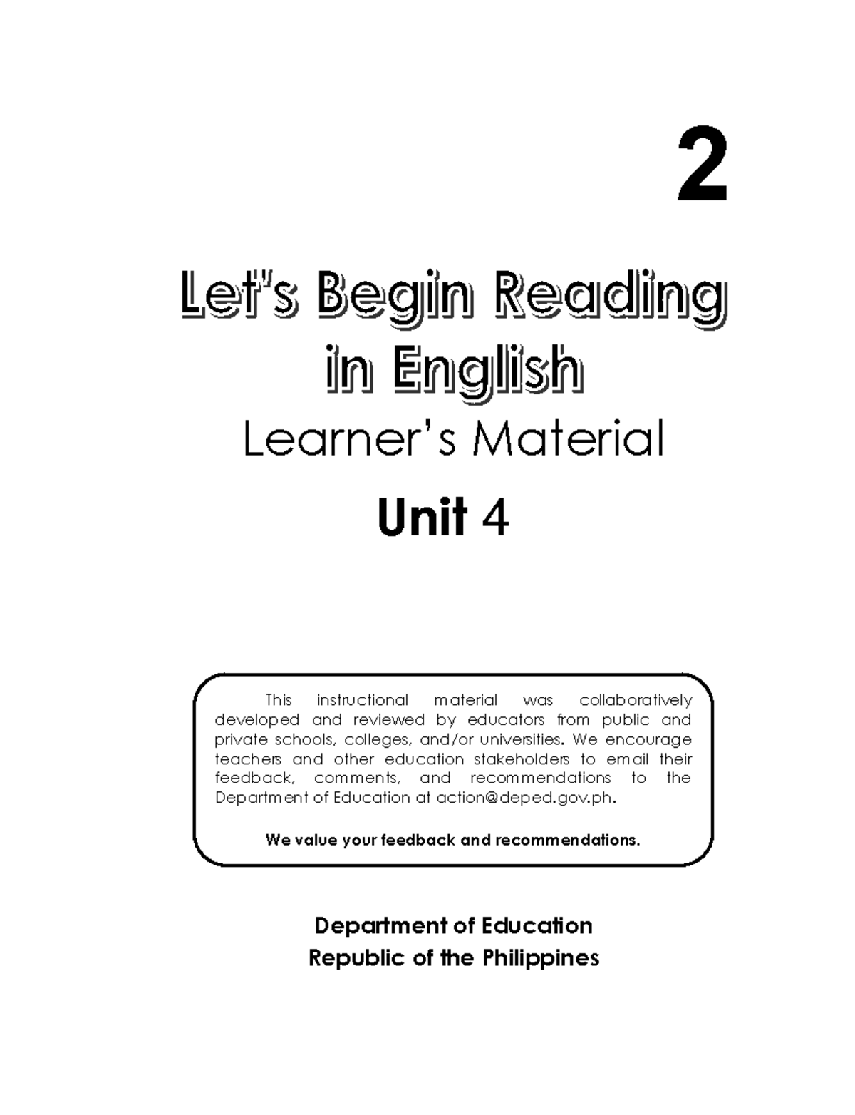 449329356 let s begin reading in english 2 unit 4 - 2 Learner’s ...