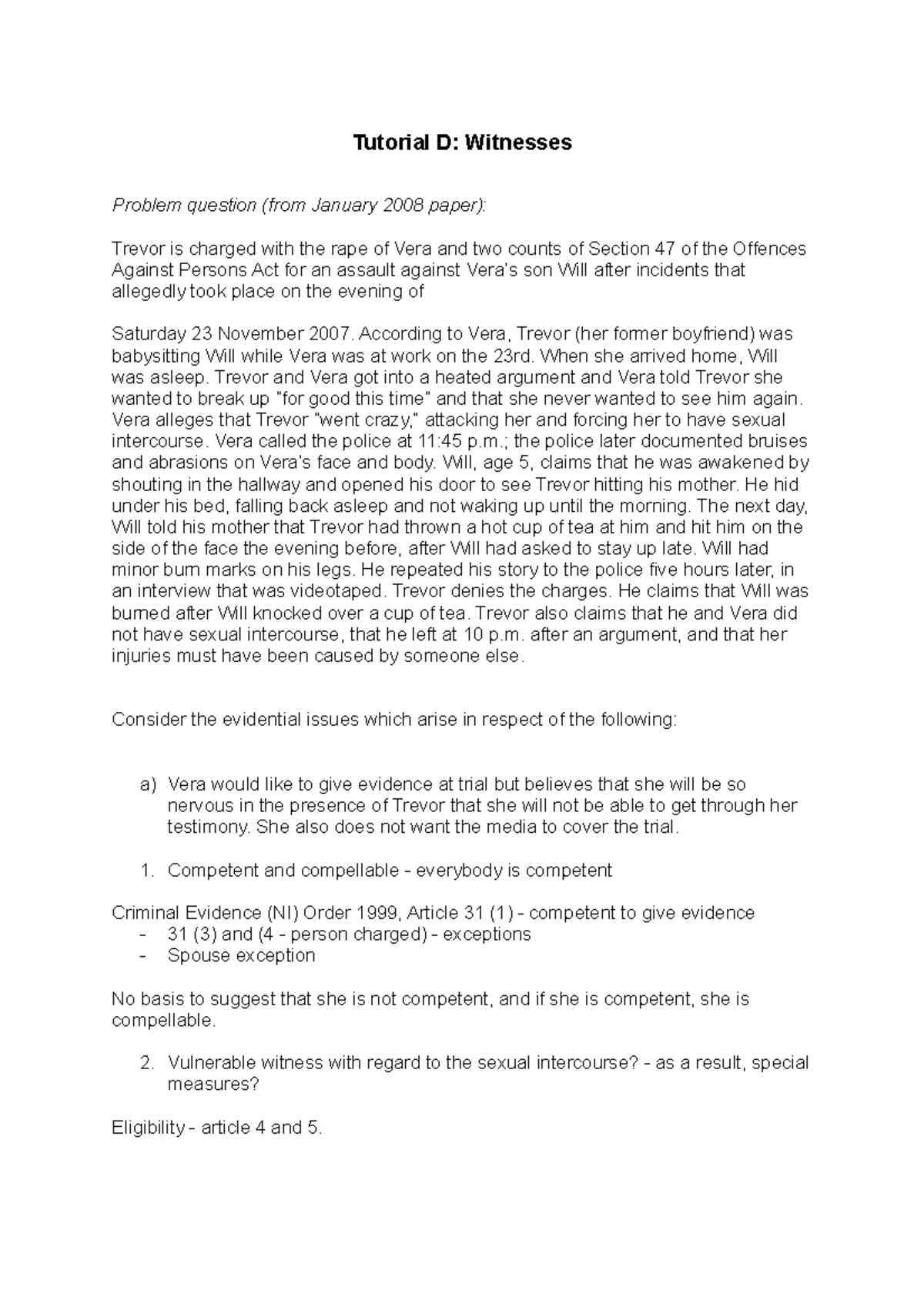 Witness Tutorial notes - Tutorial D: Witnesses Problem question (from ...