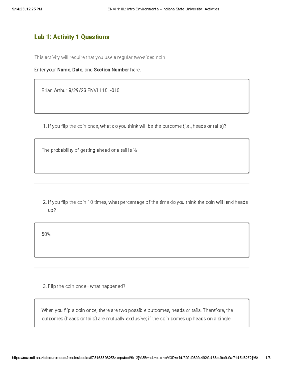 The Scientific Lab 1 - 9/14/23, 12:25 PM ENVI 110L: Intro Environmental ...