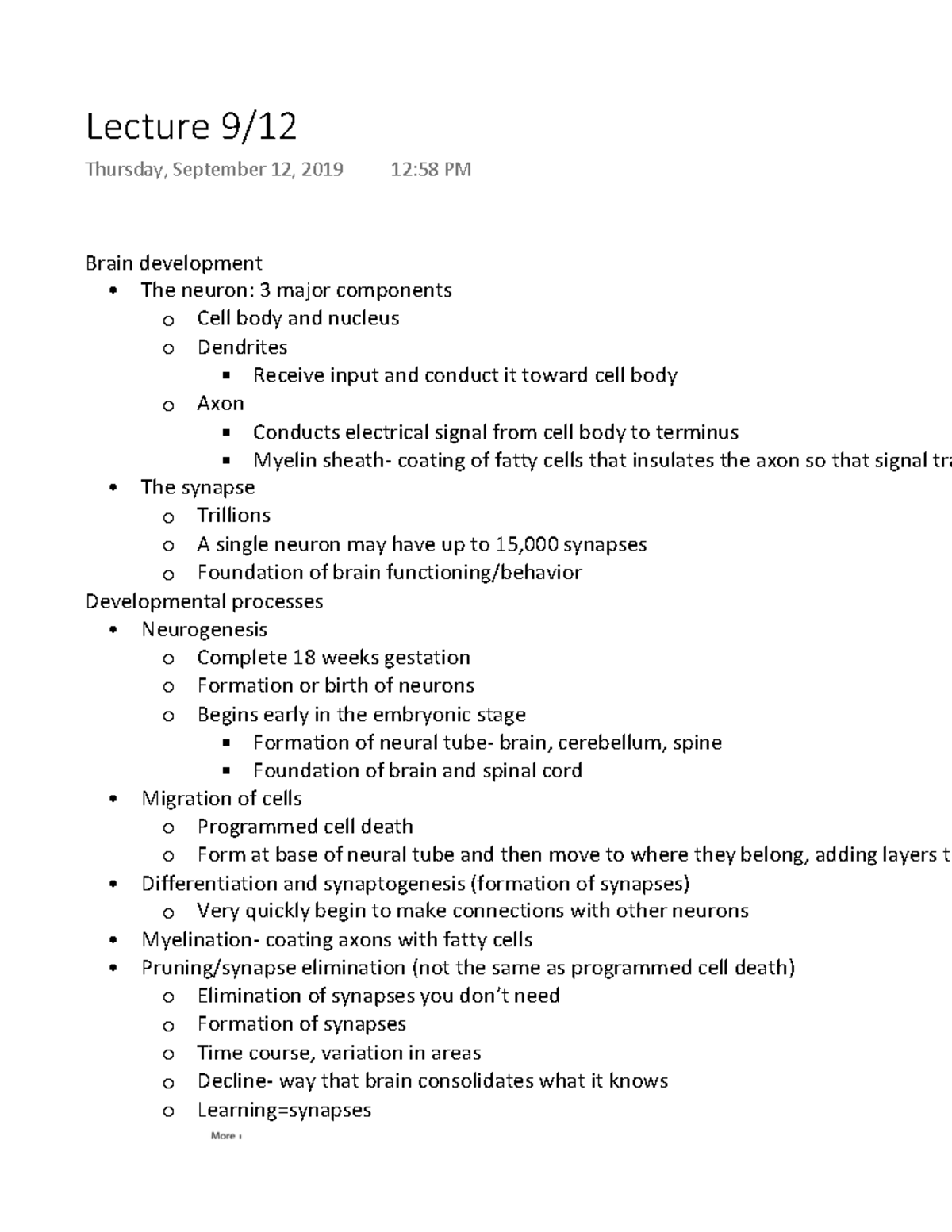 Lecture on brain development - Warning: TT: undefined function: 32 ...