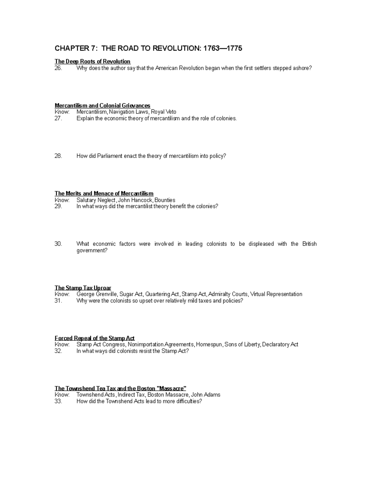 CHAPTER 7: THE ROAD TO REVOLUTION: 1763—1775 - CHAPTER 7: THE ROAD TO ...