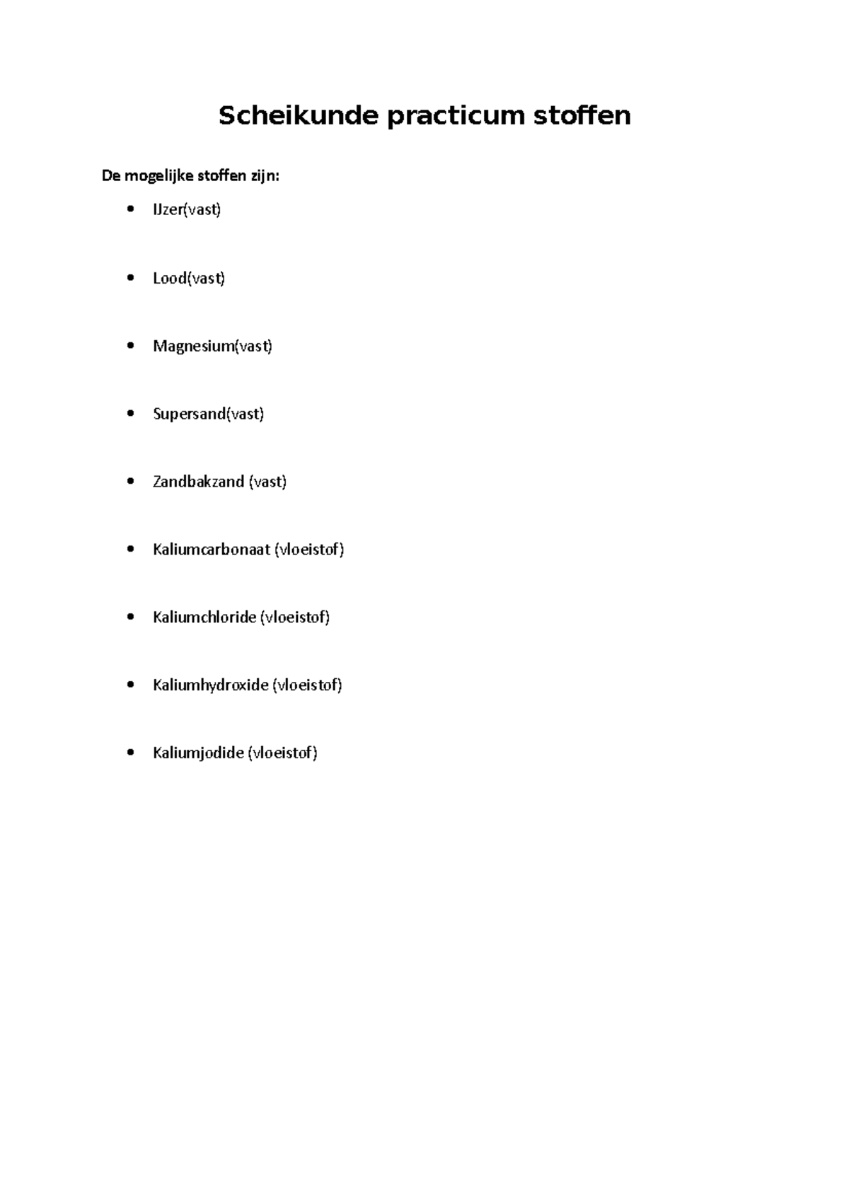 Scheikunde practicum stoffen 5V - Scheikunde practicum stoffen De ...
