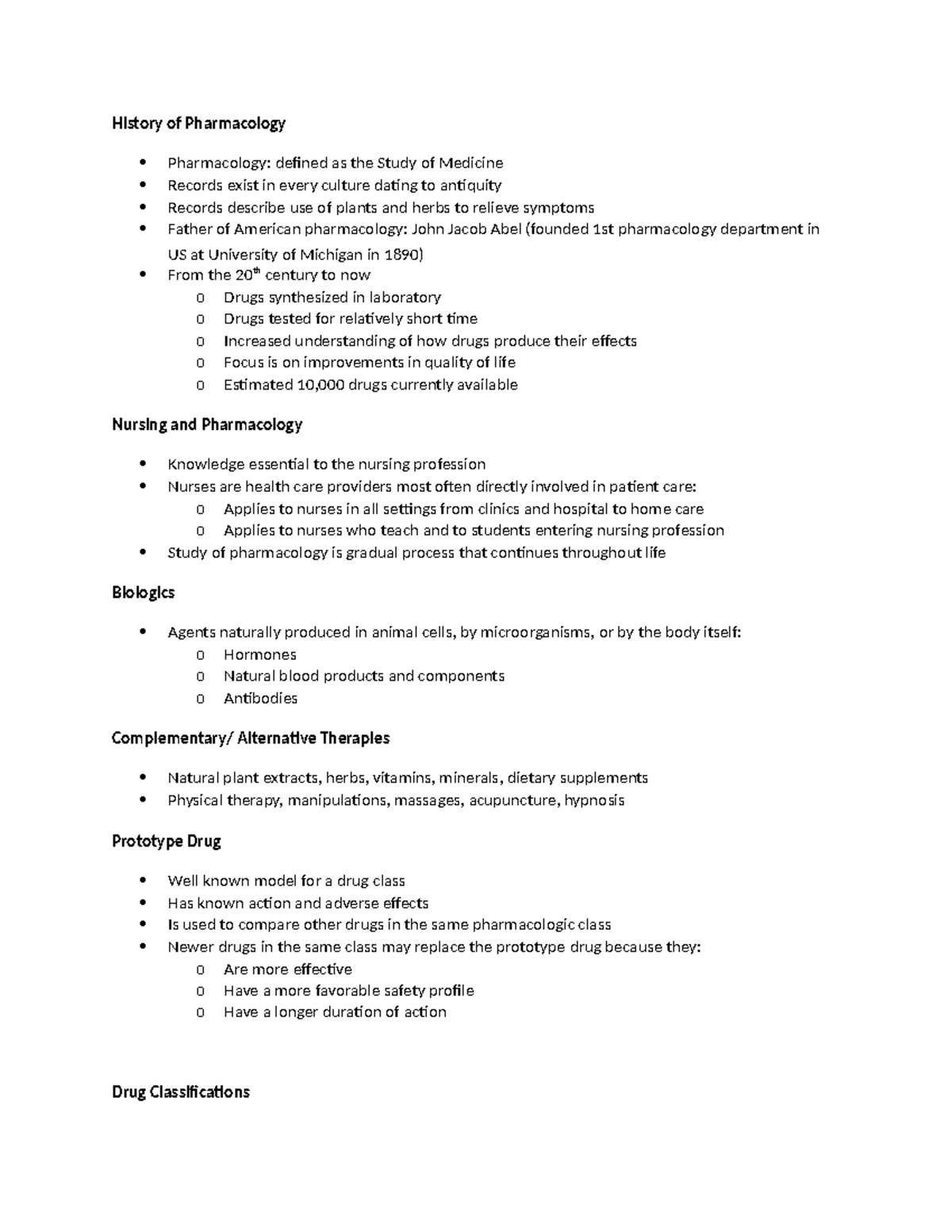 Pharmacology study guide.docx - History of Pharmacology Pharmacology ...