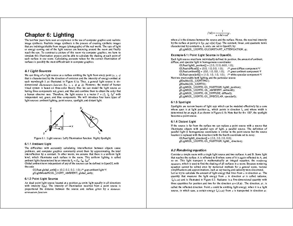 Shading - techinique of computer graphics 2020 - Chapter 6: Lighting ...