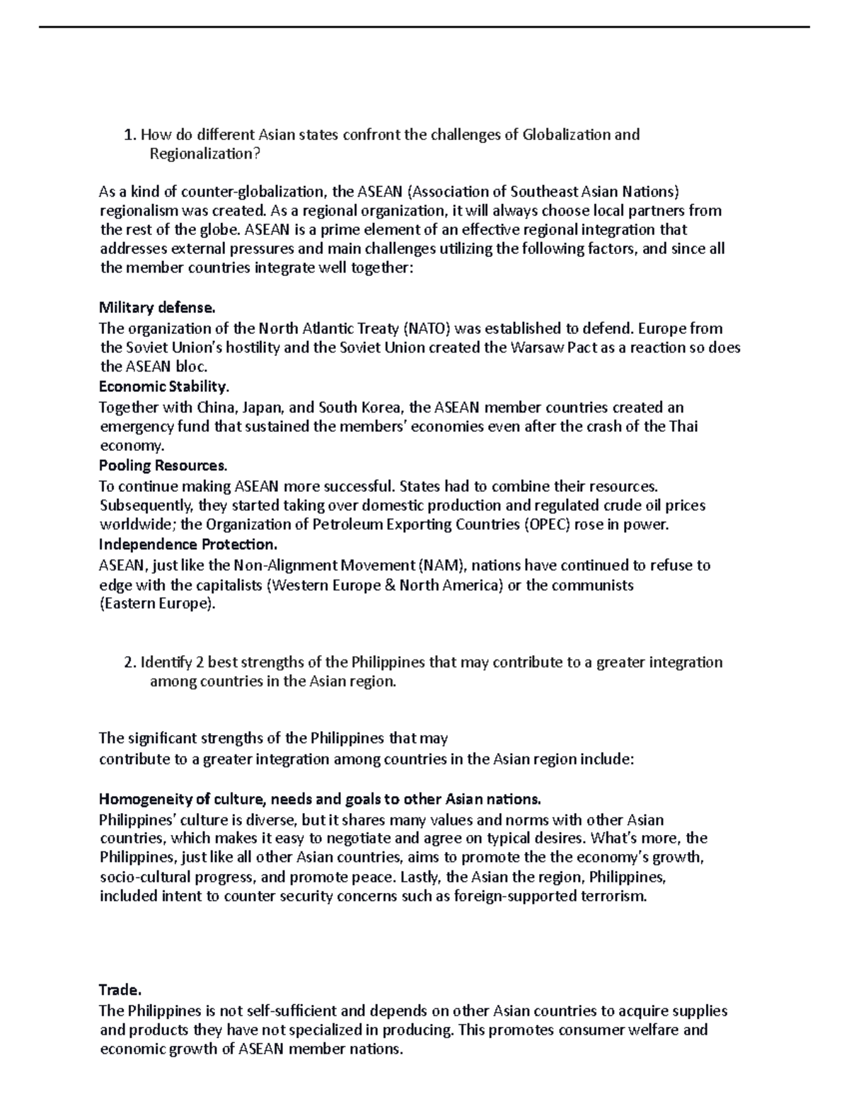 How do different Asian states confront the challenges of Globalization ...