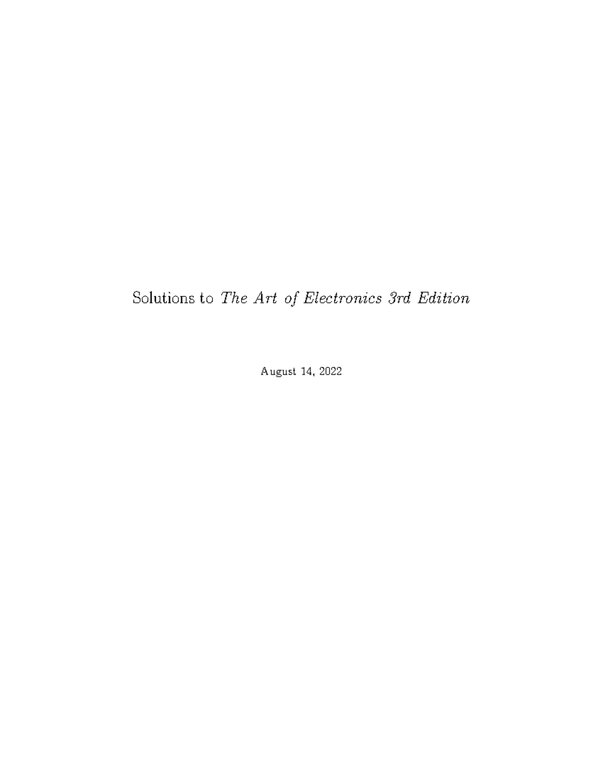 The art of Electronics 3rd solution - Solutions to The Art of ...