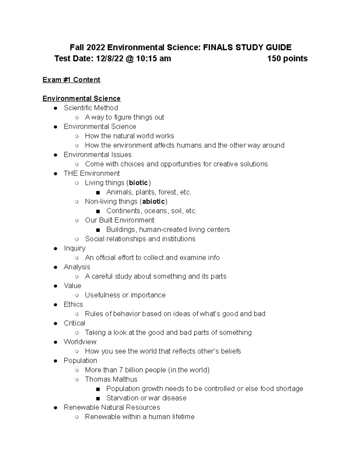 EGGS Notes #3 - Fall 2022 Environmental Science: FINALS STUDY GUIDE ...
