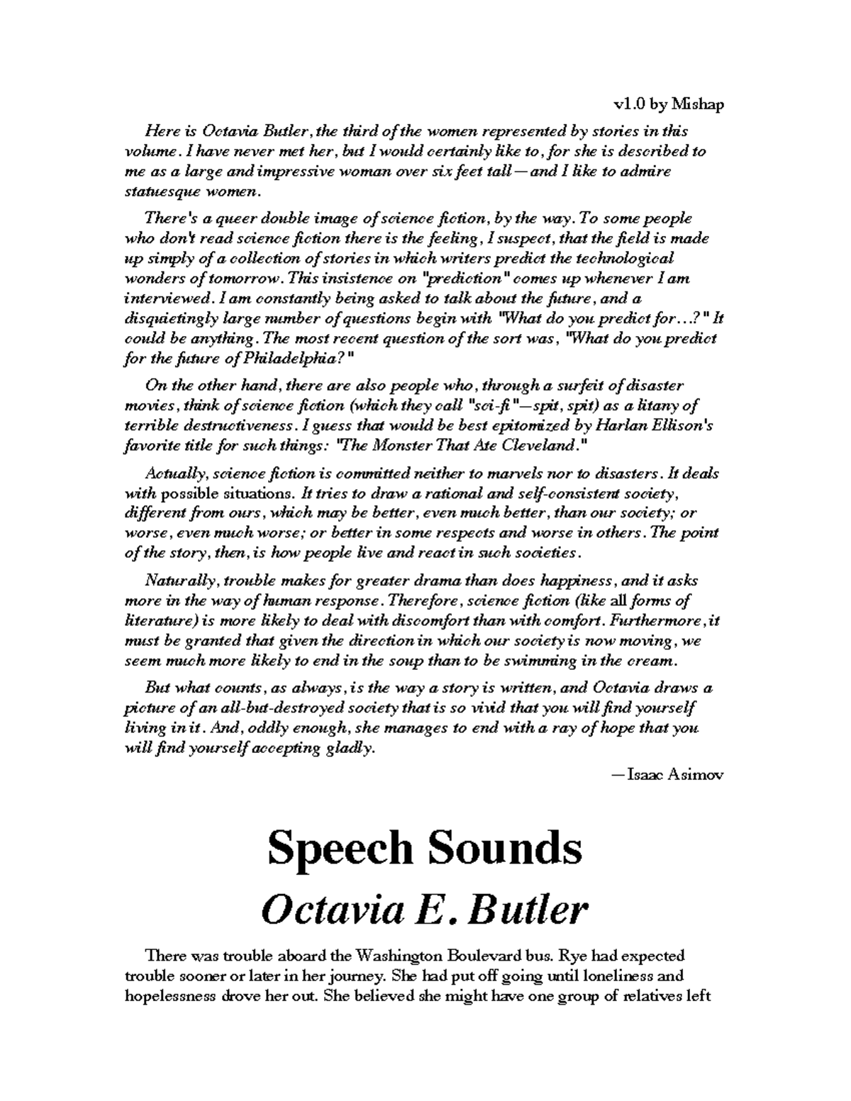 Butler Speech Sounds - v1 by Mishap Here is Octavia Butler, the third ...