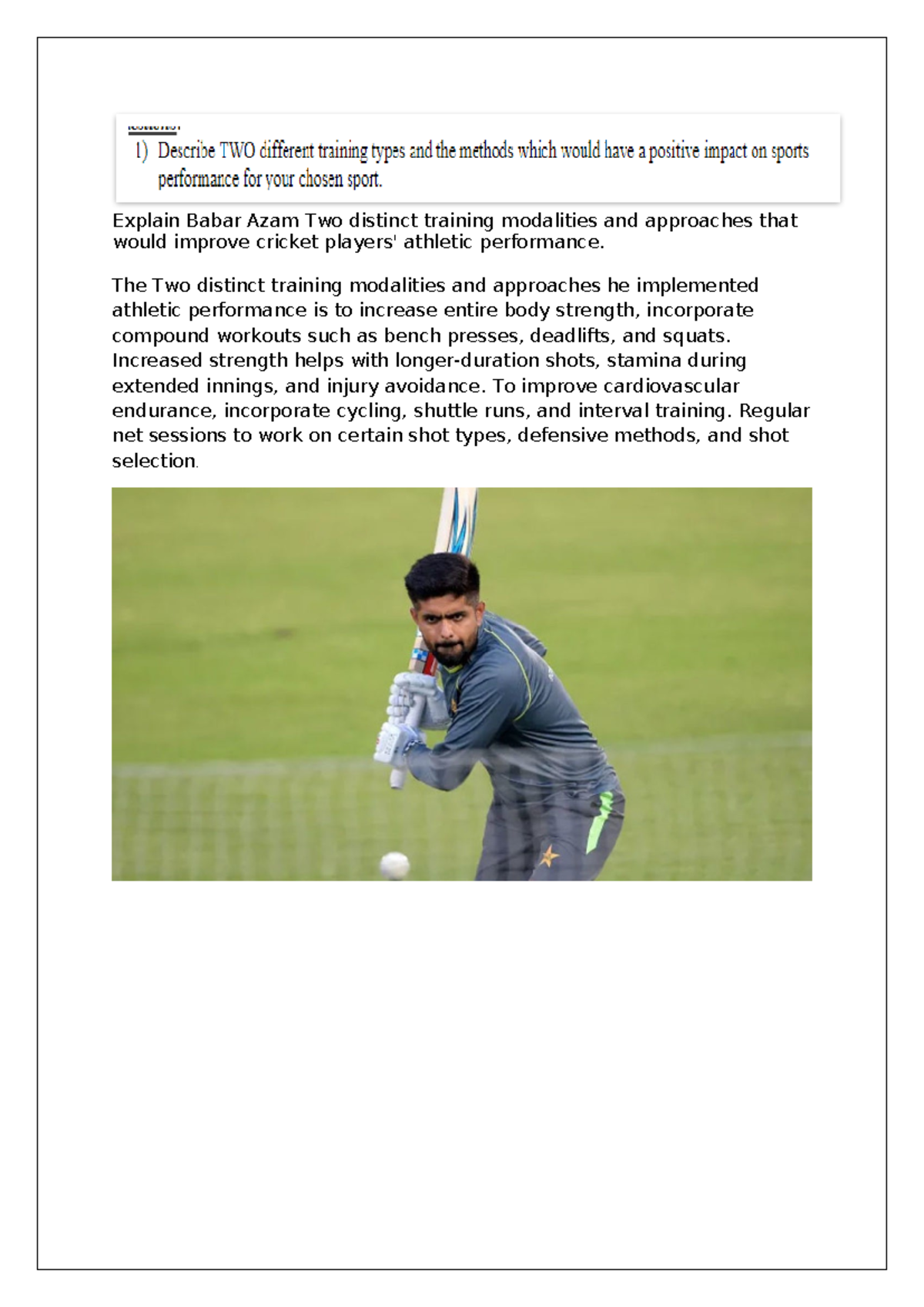Mohammad Ali Syed Y12 Pdhpe Assesment Task Daft - Explain Babar Azam ...