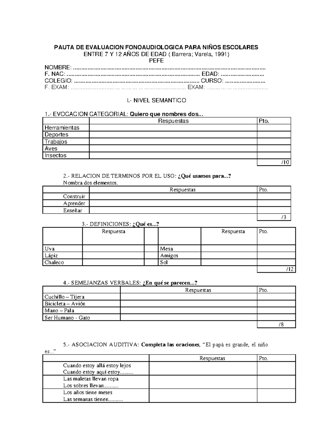 Pefe de 7 a 12 años - Material de apoyo - PAUTA DE EVALUACION ...