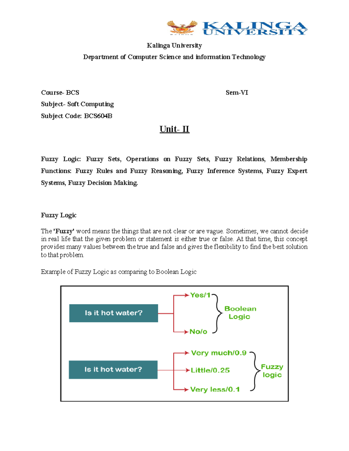 JAN-JUNE 2024 BCS 6 SEM V8 BCS604B BCS 604B Unit 2 Soft Computing Notes ...