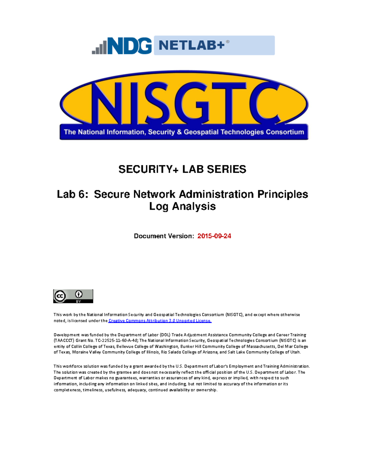 NDG Nisgtc Security Lab6 - SECURITY+ LAB SERIES Lab 6: Secure Network Administration Principles ...