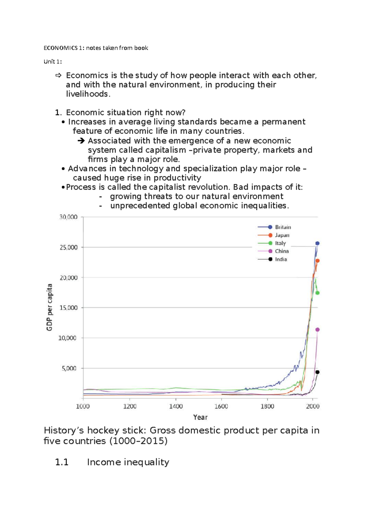 Notes from The Economy Core book unit 1 - ECONOMICS 1: notes taken from ...