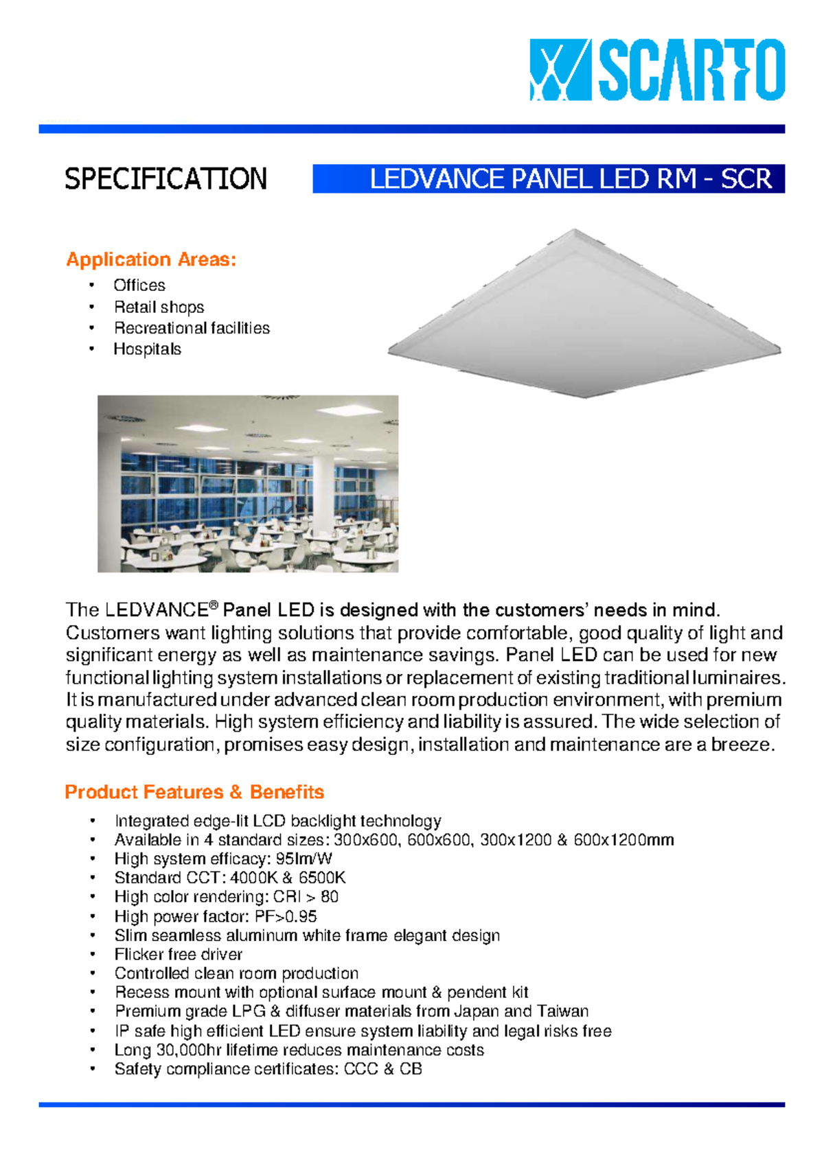 Ledvance Panel LED RM - SCR - SPECIFICATION LEDVANCE PANEL LED RM - SCR ...
