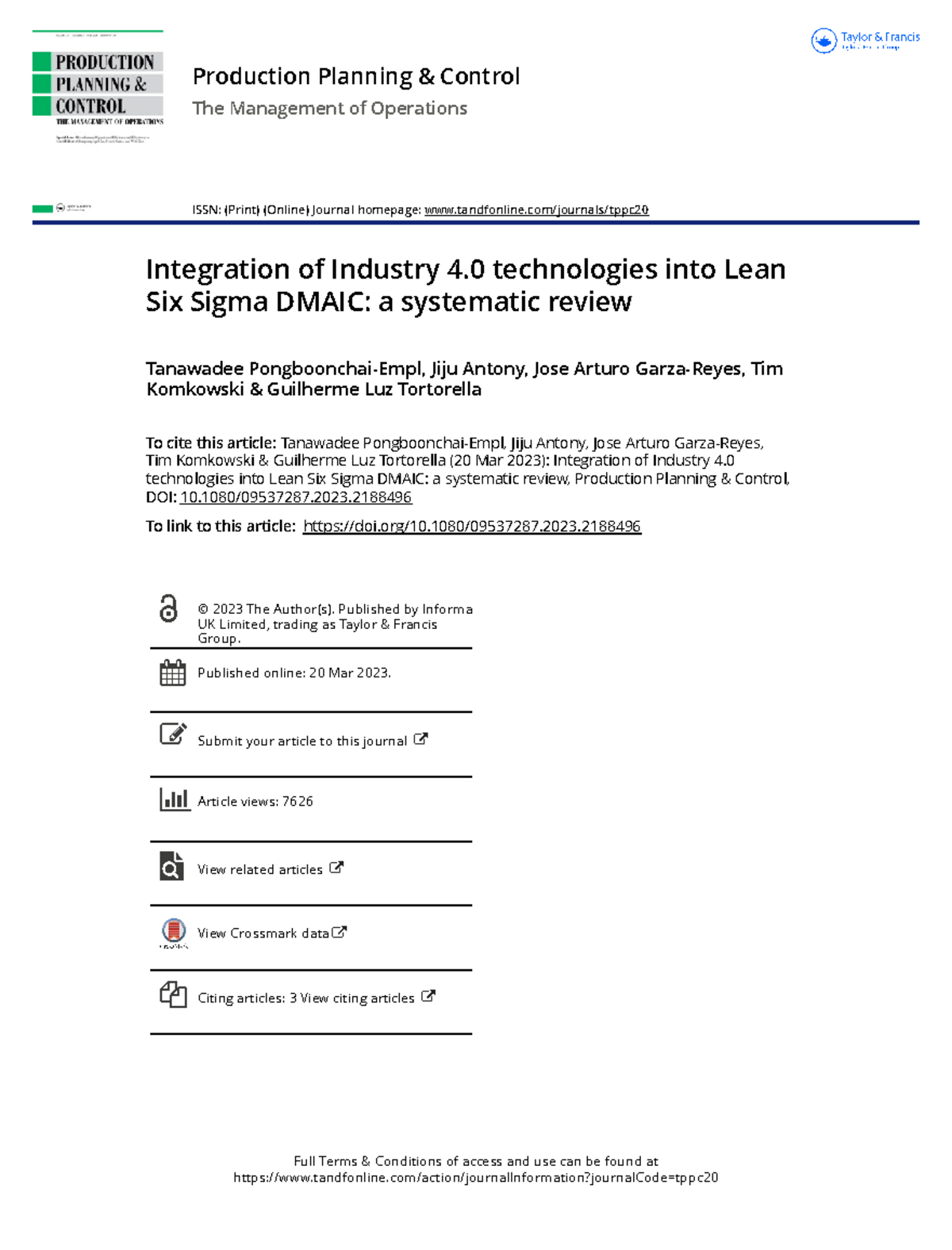 Integration of Industry 4.0 technologies into Lean Six Sigma Dmaic a ...