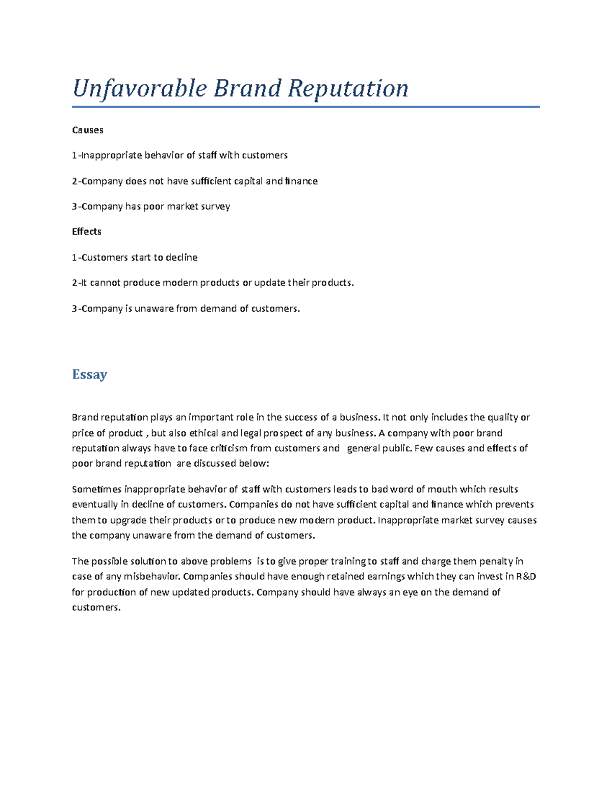 Unfavorable Brand Reputation - Unfavorable Brand Reputation Causes 1 ...