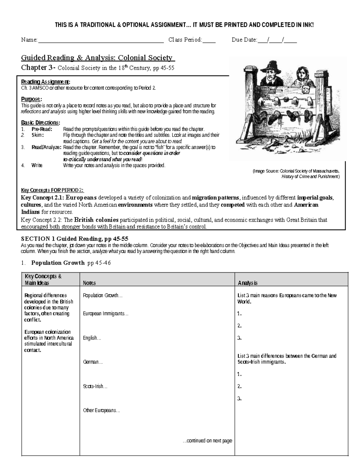 Ch 3 colonial society - hhh - THIS IS A TRADITIONAL & OPTIONAL ...