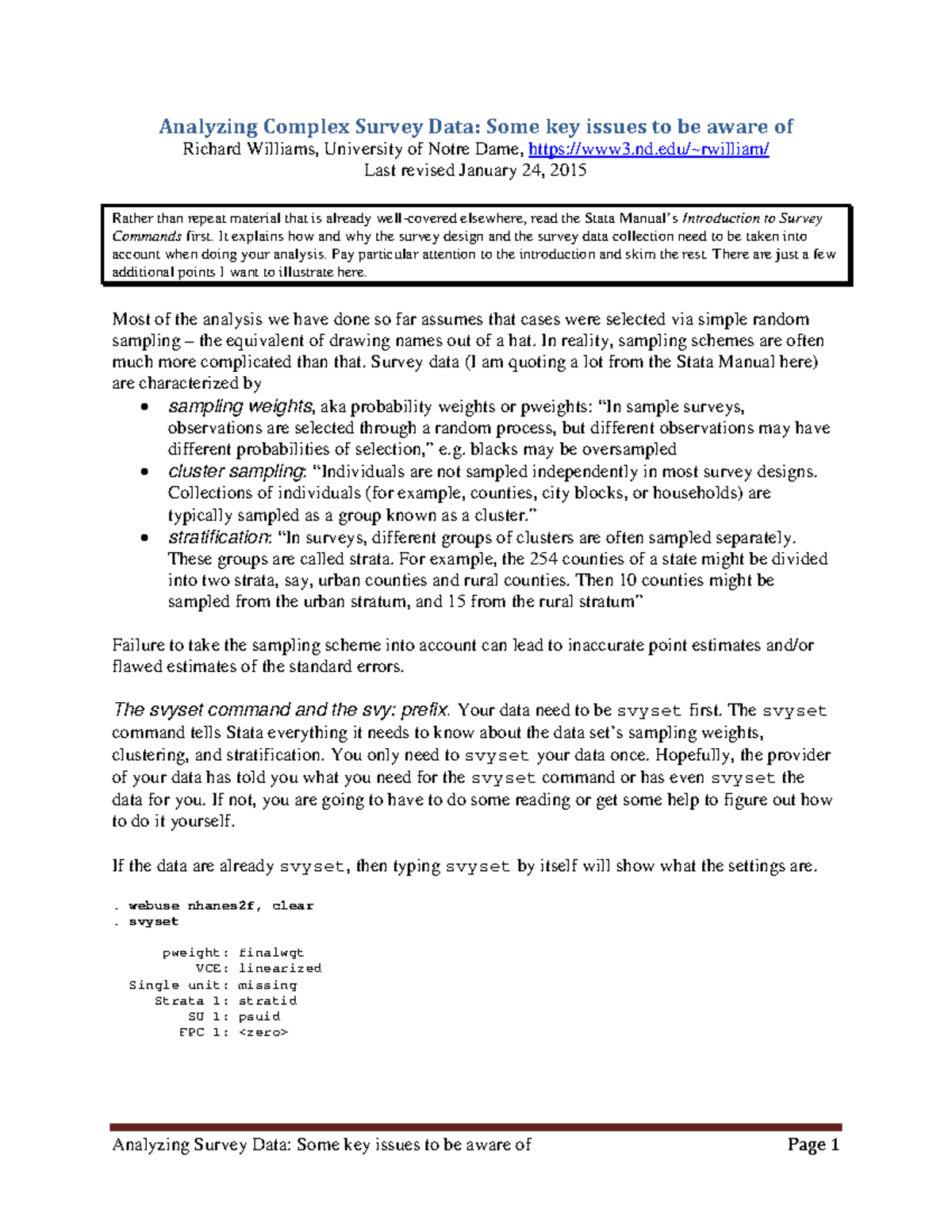 Analyzing Complex Survey Data: Some key issues to be aware of - It ...