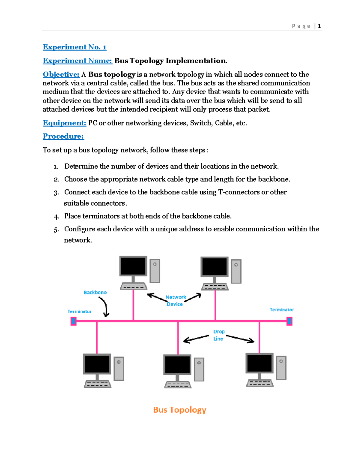 CSE-3111 Lab Report sfn - Experiment No. 1 Experiment Name: Bus Topology Implementation ...