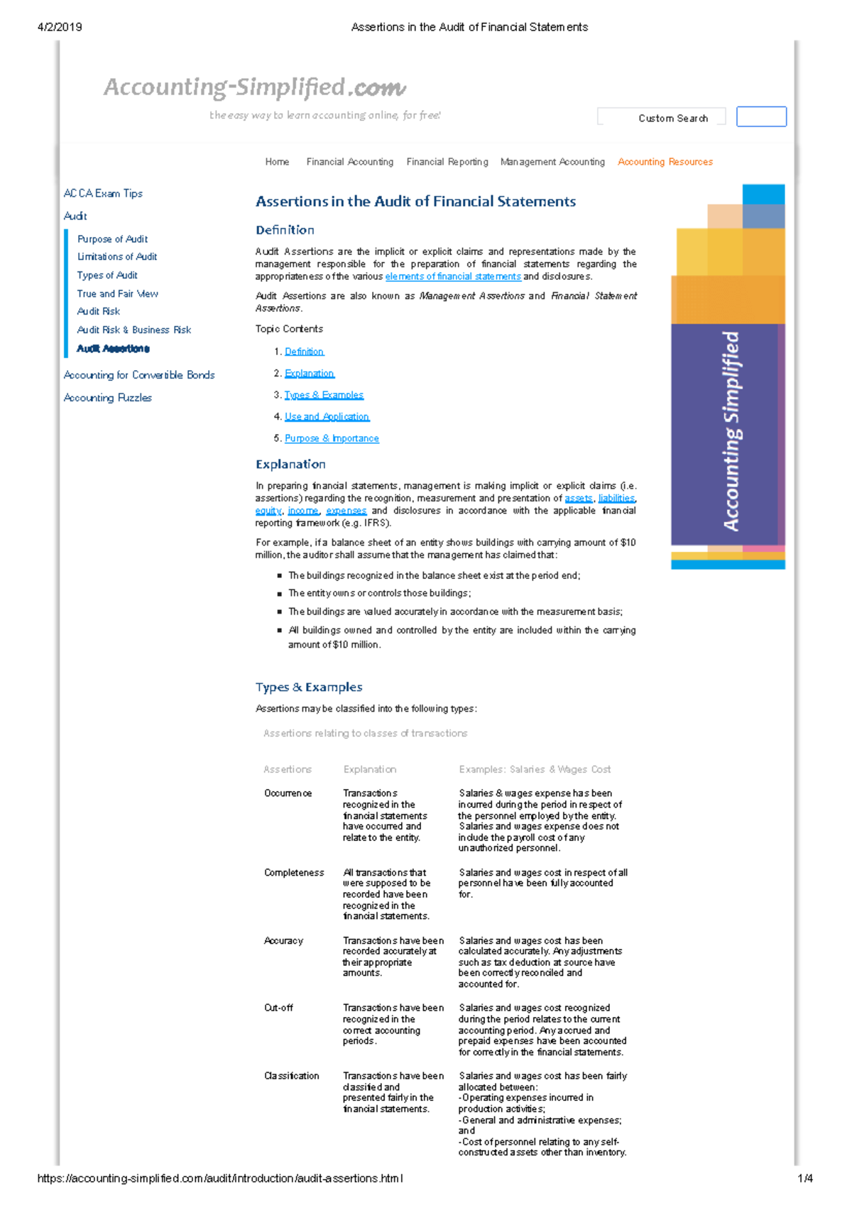 Assertions in the Audit of Financial Statements - the easy way to learn ...