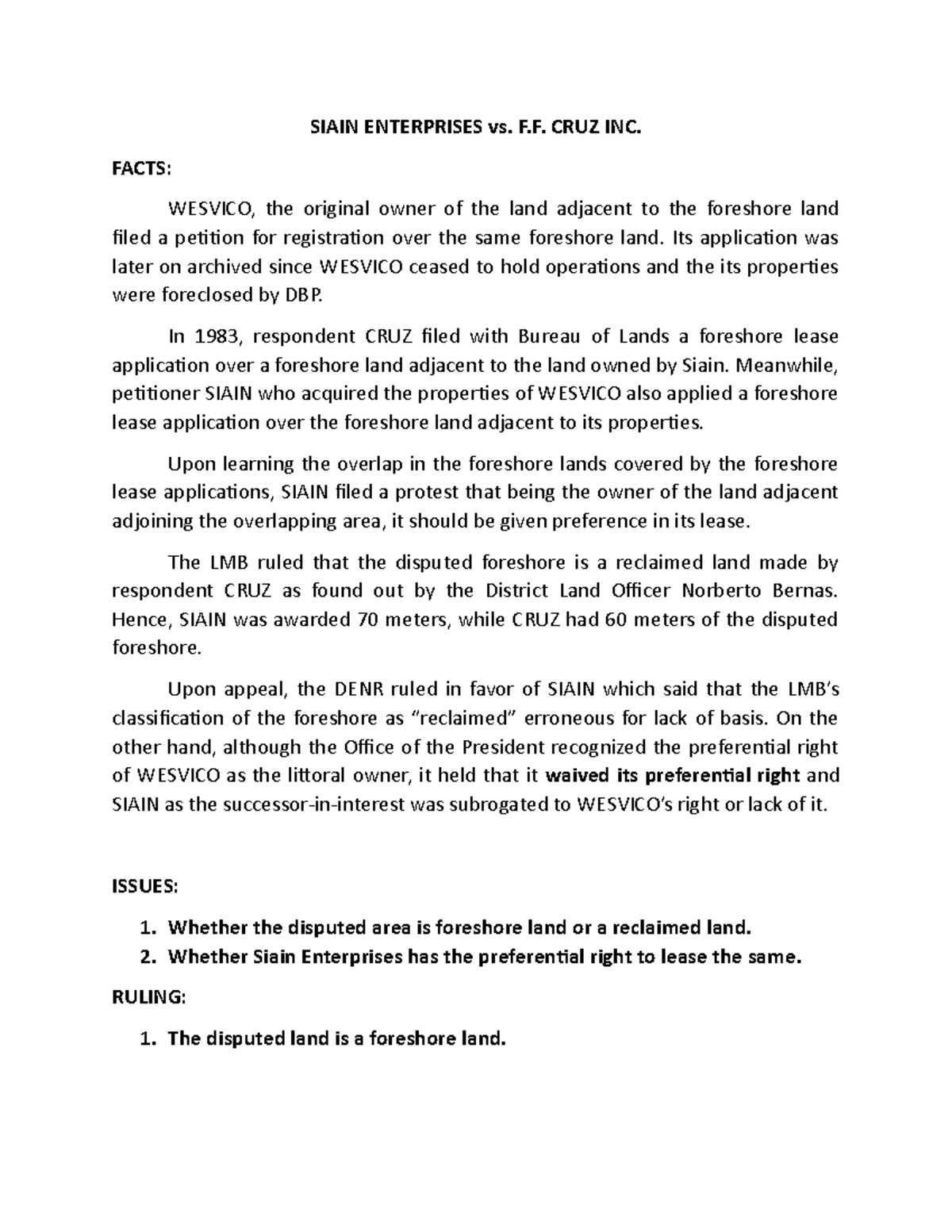 Siain Enterprises vs. FF CRUZ - SIAIN ENTERPRISES vs. F. CRUZ INC ...
