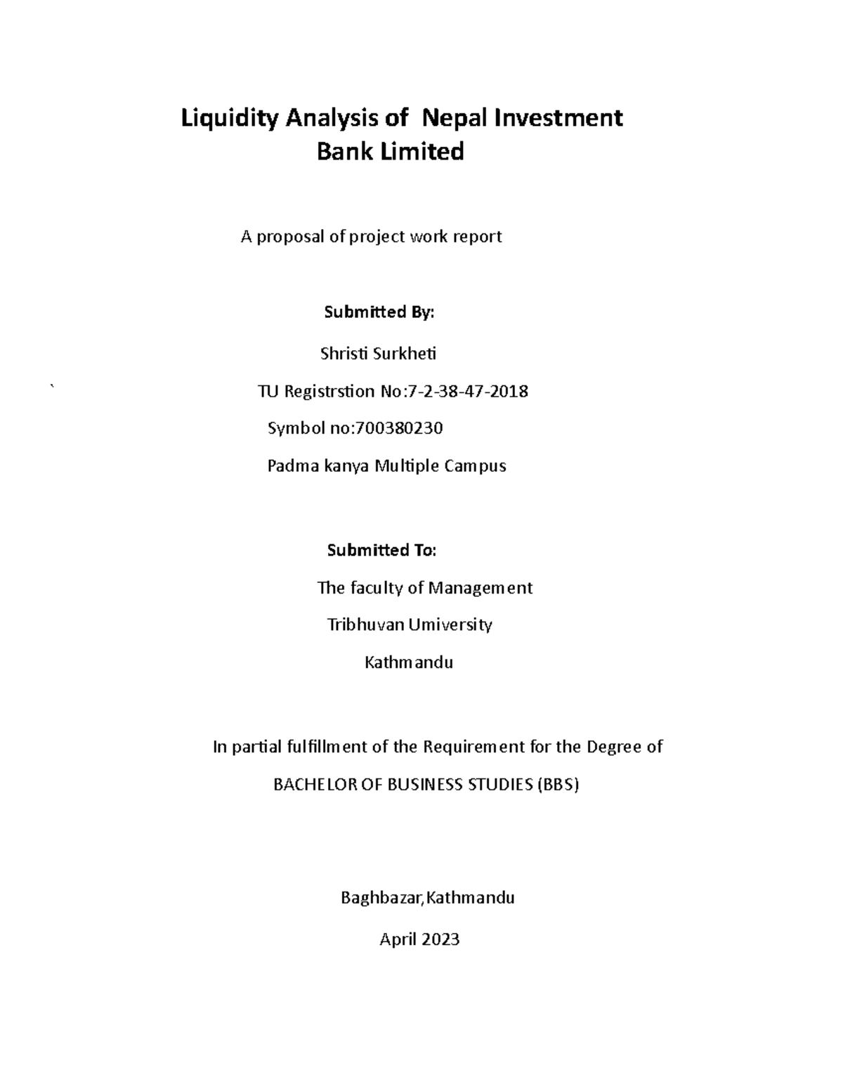 Liquidity Analysis of Nepal Investment Bank Limited - Liquidity ...