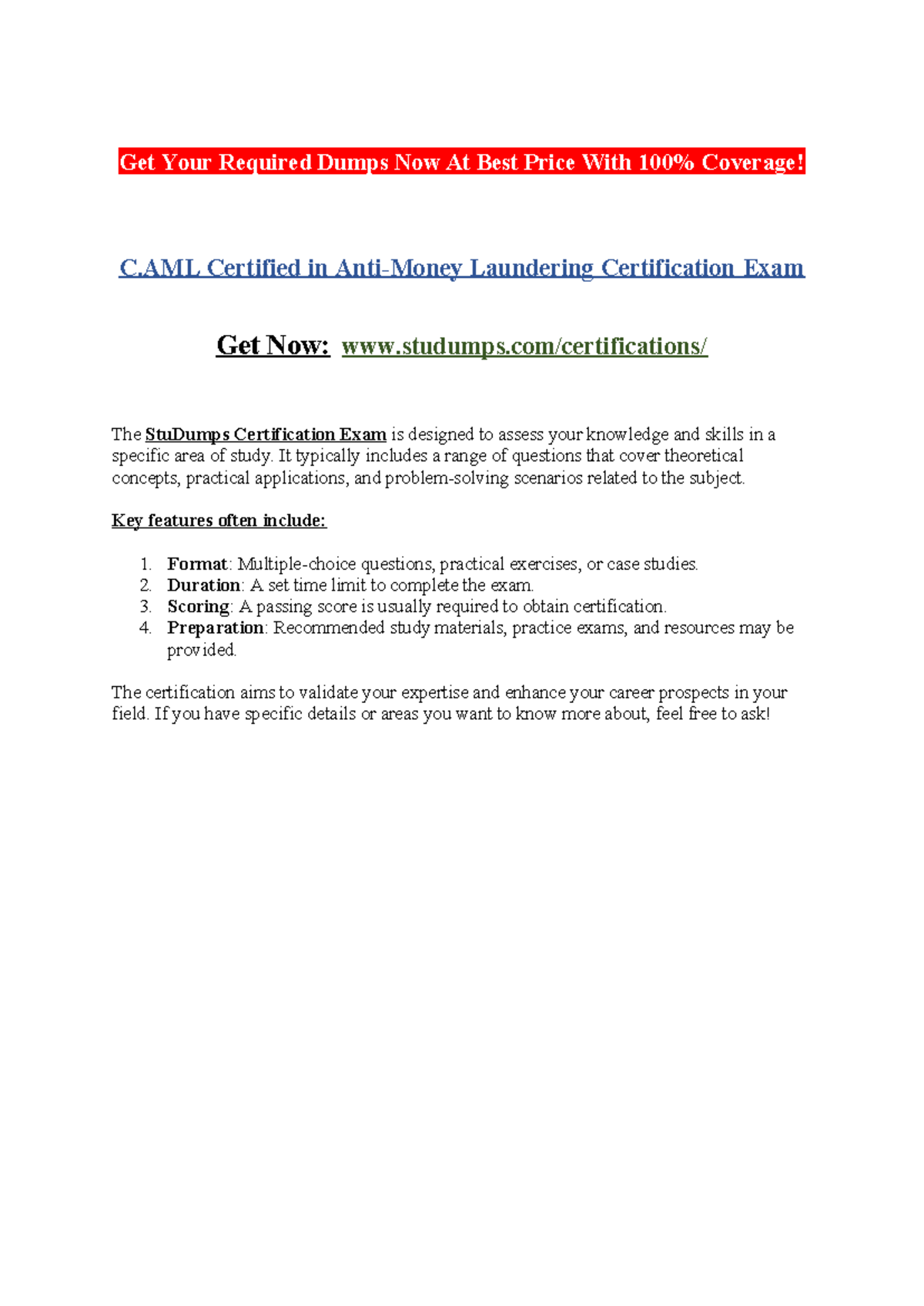 C.AML Certified in Anti-Money Laundering Certification Exam - Get Your ...