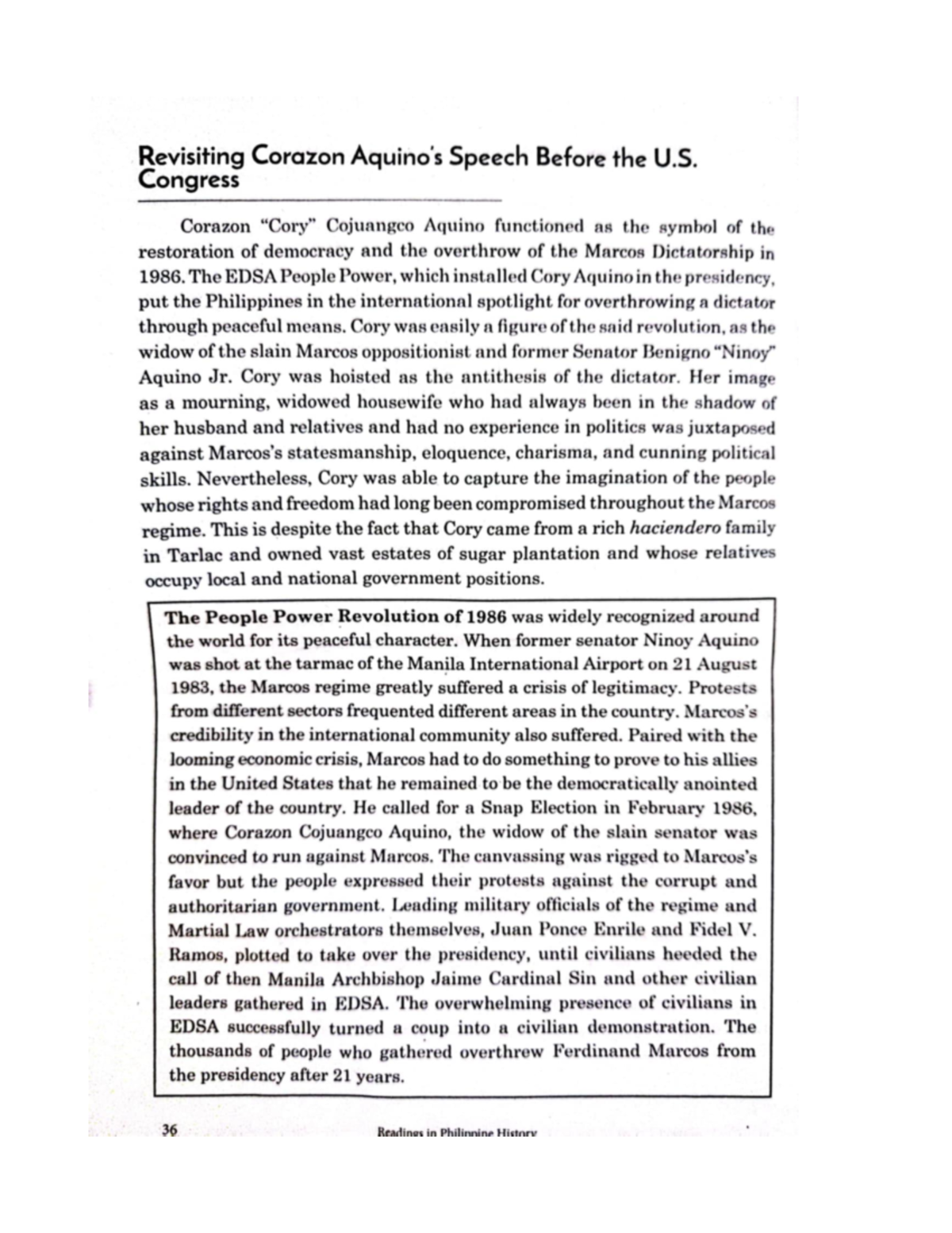 Lesson 5 Cory Aquino-s Speech Before Congress - Revisiting Corazon ...