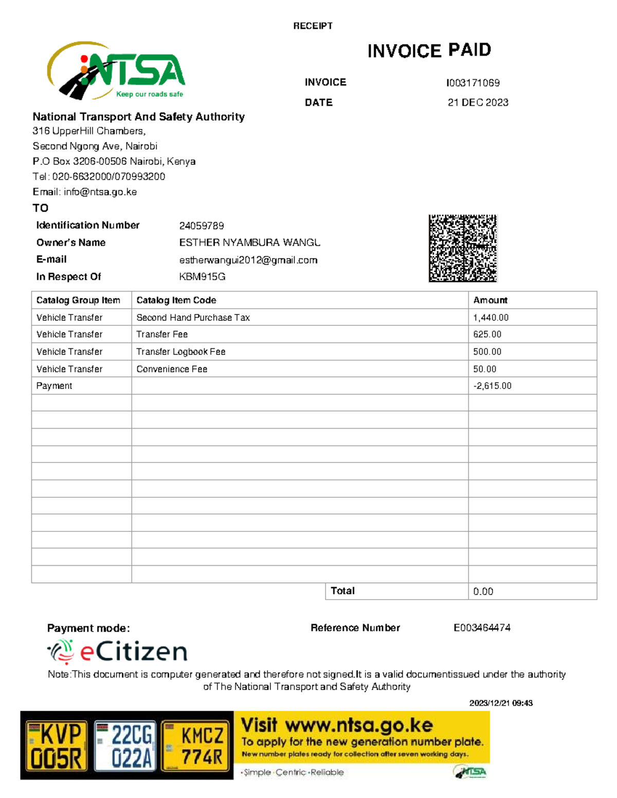 Invoice - National Transport And Safety Authority INVOICE 316 UpperHill ...