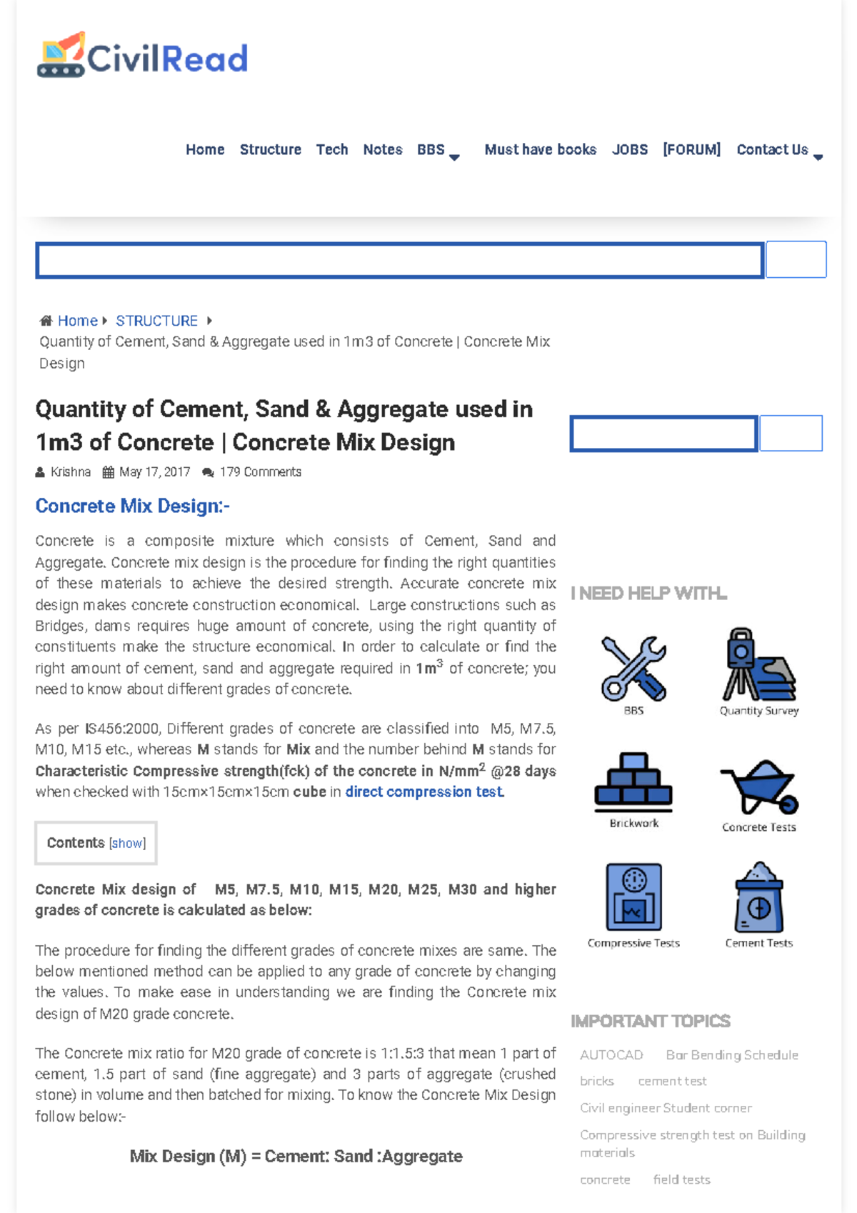 Concrete Mix Design Different Grades of Concrete - Quantity of Cement ...