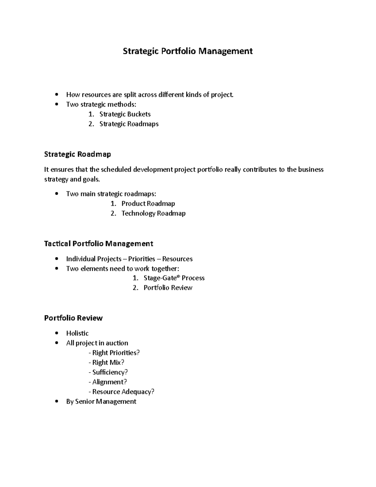 Strategic Portfolio Management - Two strategic methods: 1. Strategic ...