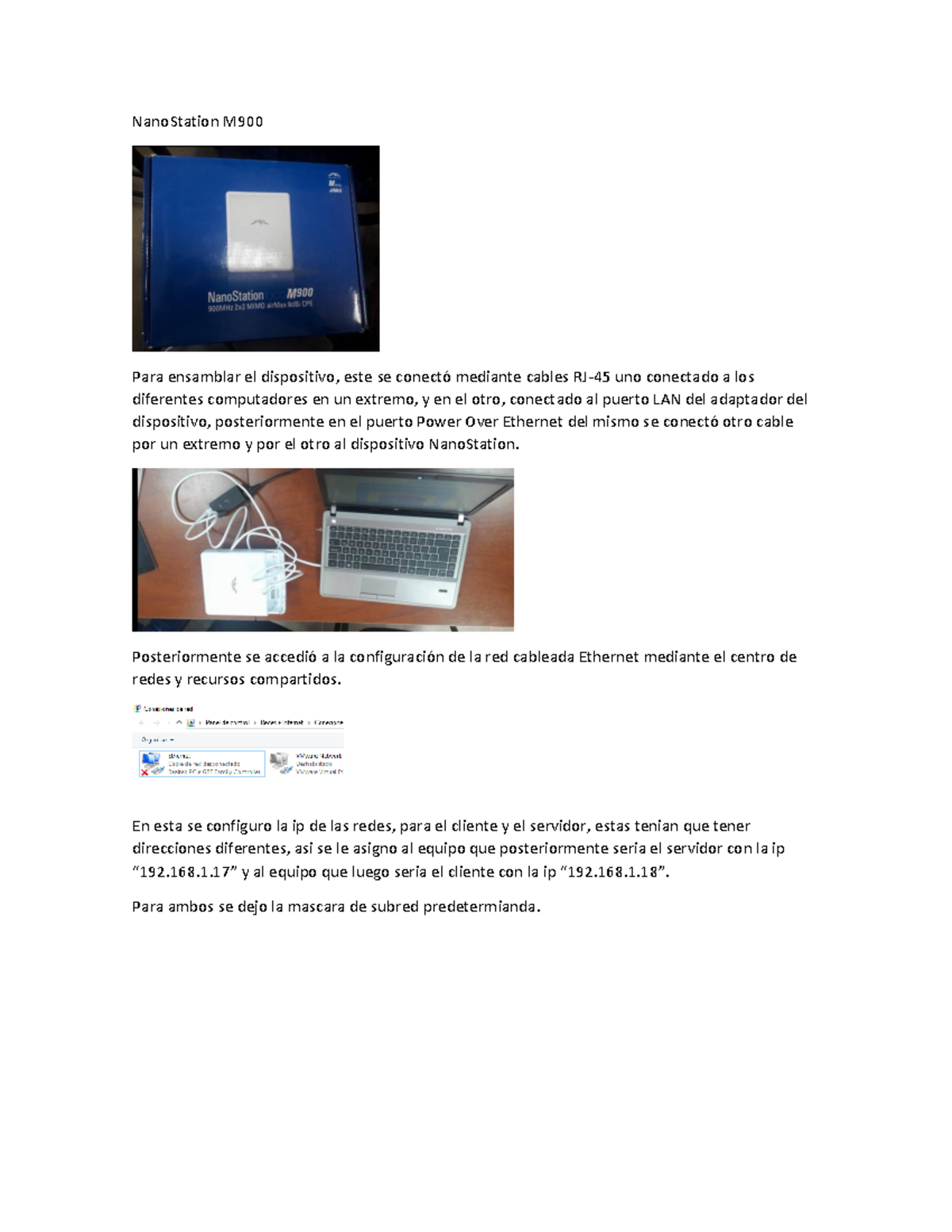 Laboratorio Comunicaciones - NanoStation M900 Para ensamblar el ...
