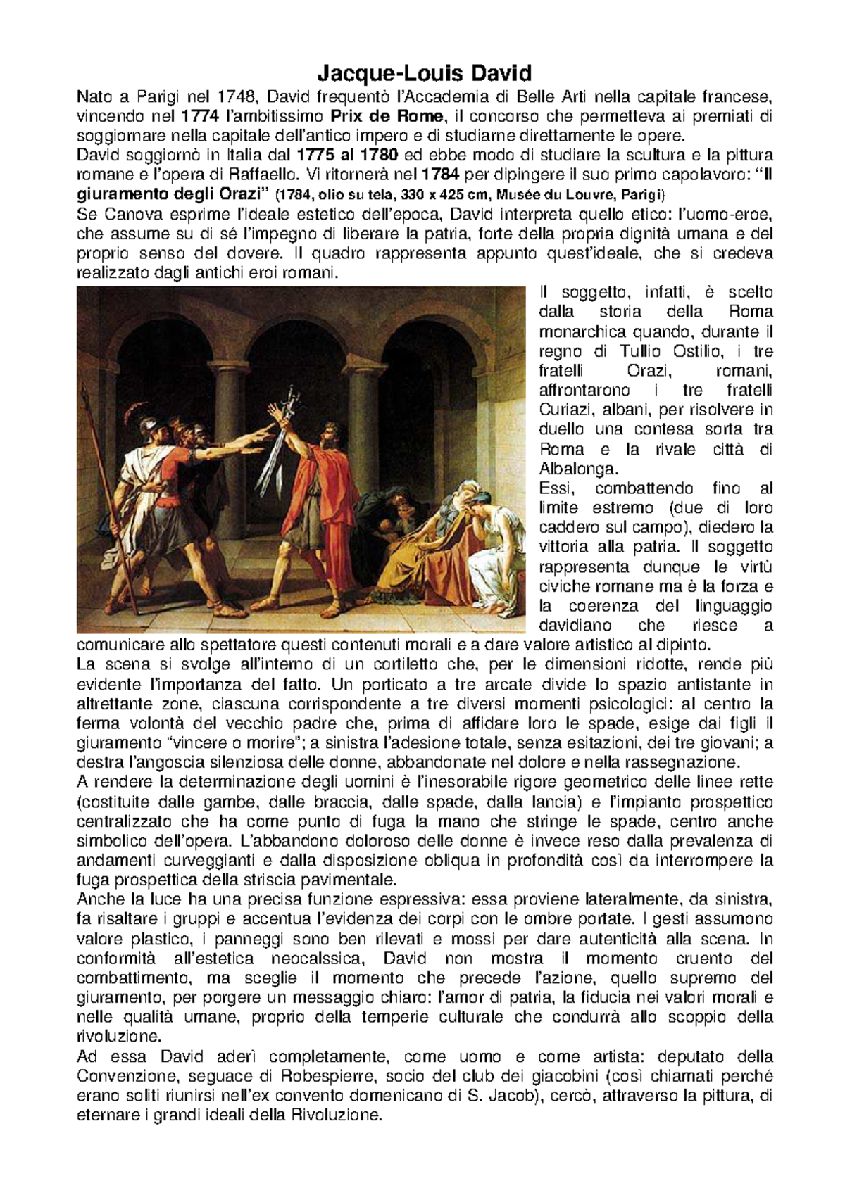 Jacques-Louis David - Riassunto - Jacque-Louis David Nato a Parigi nel ...