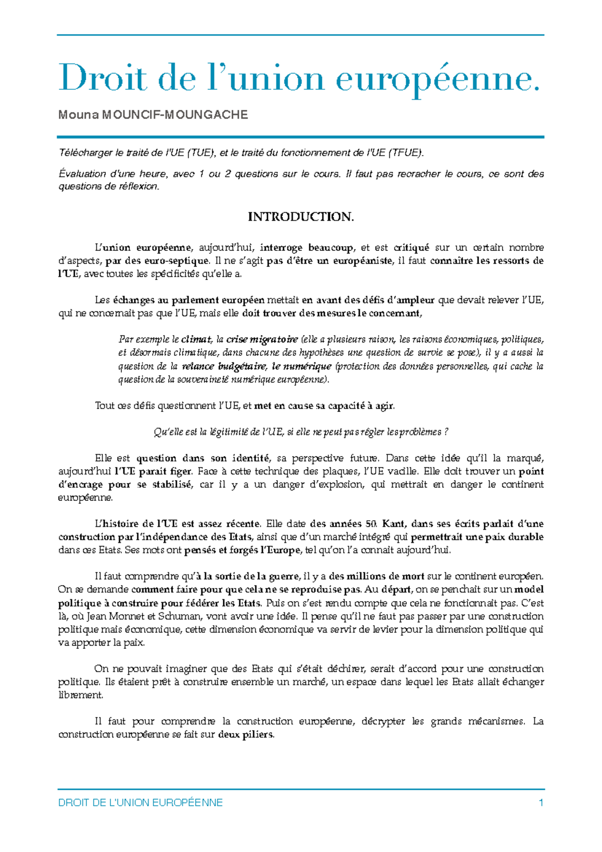 Droit de l'union européenne cours magistral - Droit de l’union ...