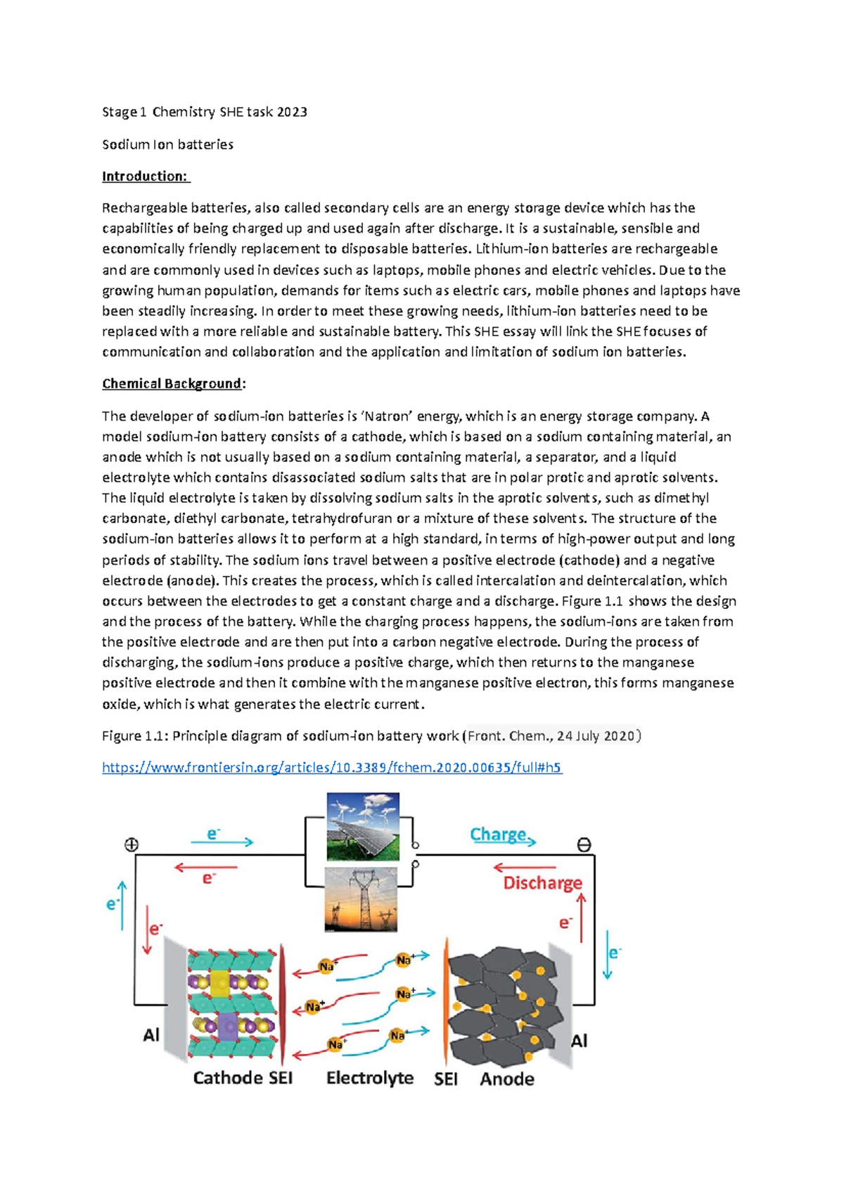 SHE Sodium-ion batteries - Stage 1 Chemistry SHE task 2023 Sodium Ion ...