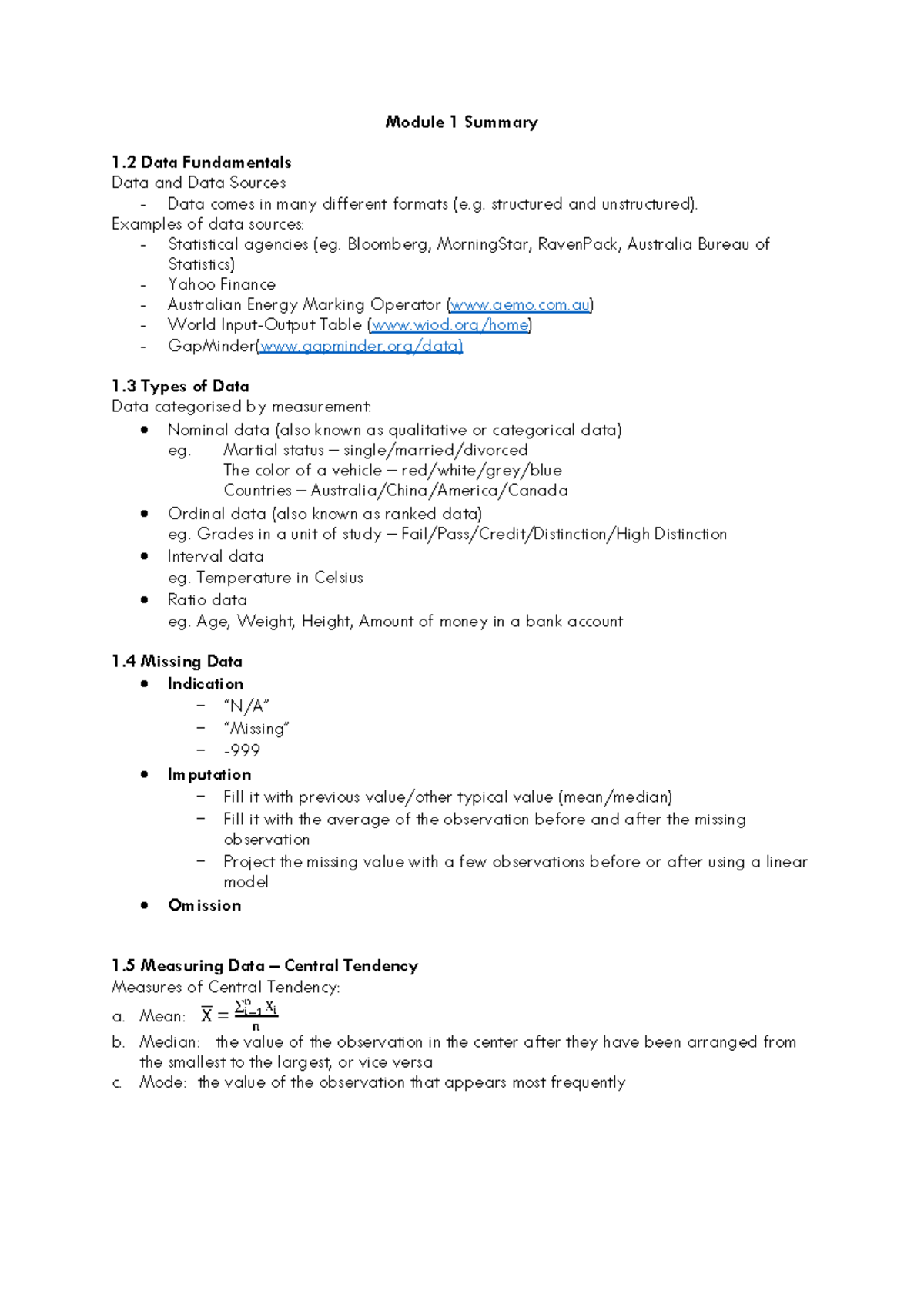 Module 1 Summary Module 1 Summary 1 Data Fundamentals Data And Data Sources Data Comes In