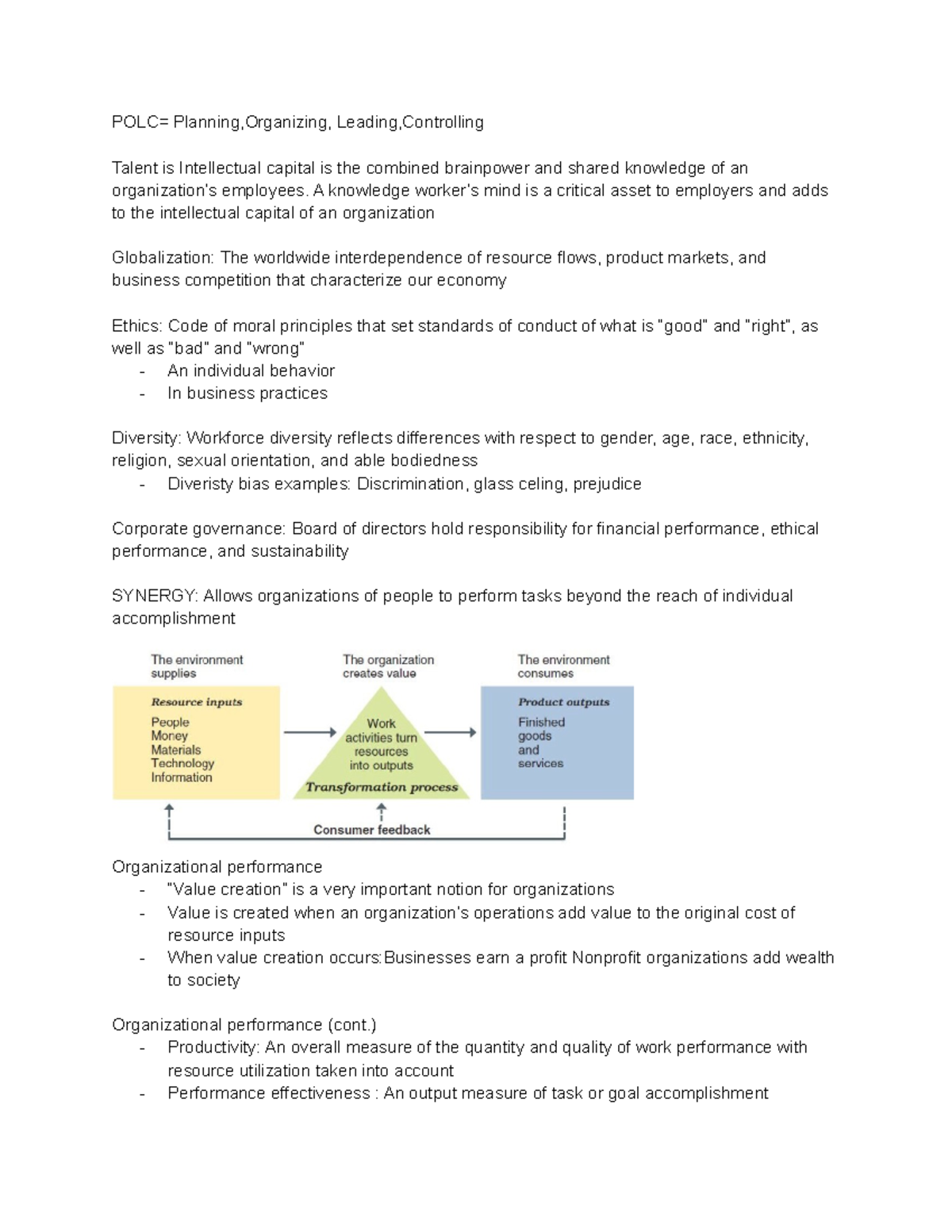 Global management midterm 1 review - POLC= Planning,Organizing, Leading ...