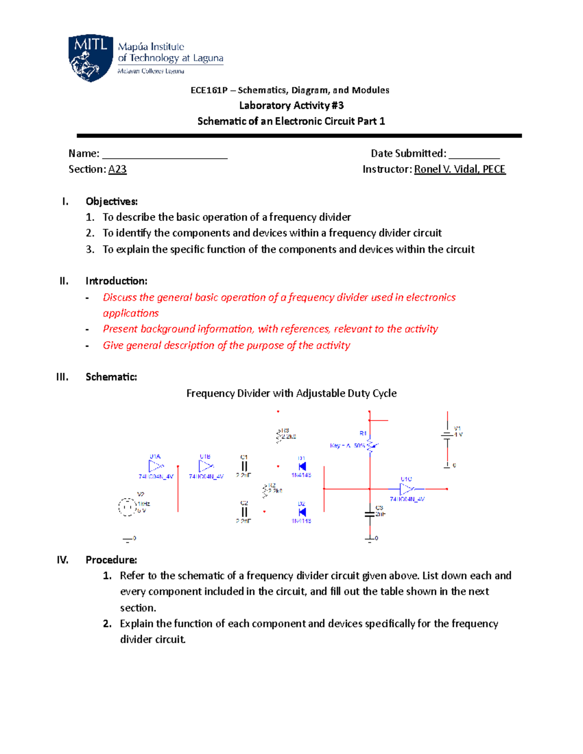 Activity 3 Schemematic Part 1 practicum exam - ECE161P – Schematics ...