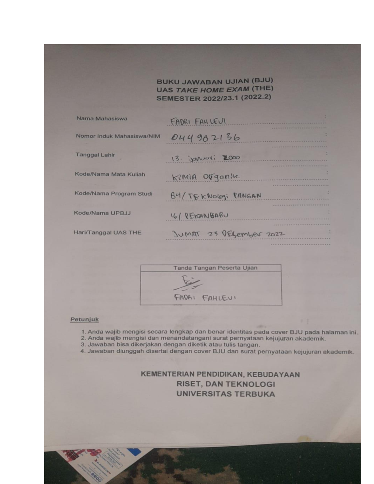 Kimia UJI 1 - Kimia Organik 1 - Studocu